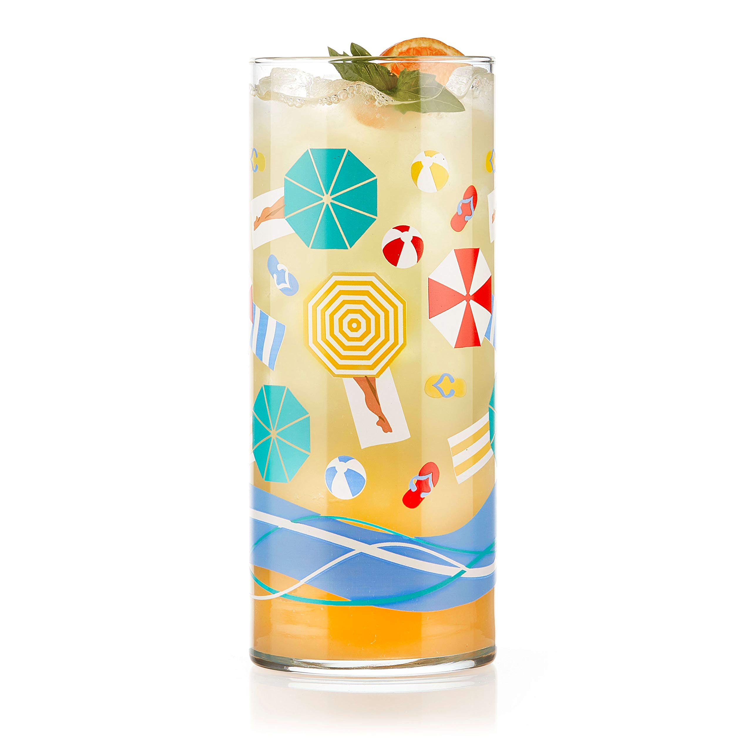 Amazon.com | Libbey Vintage Beach Drinking Glasses Set of 4, Colorful ...