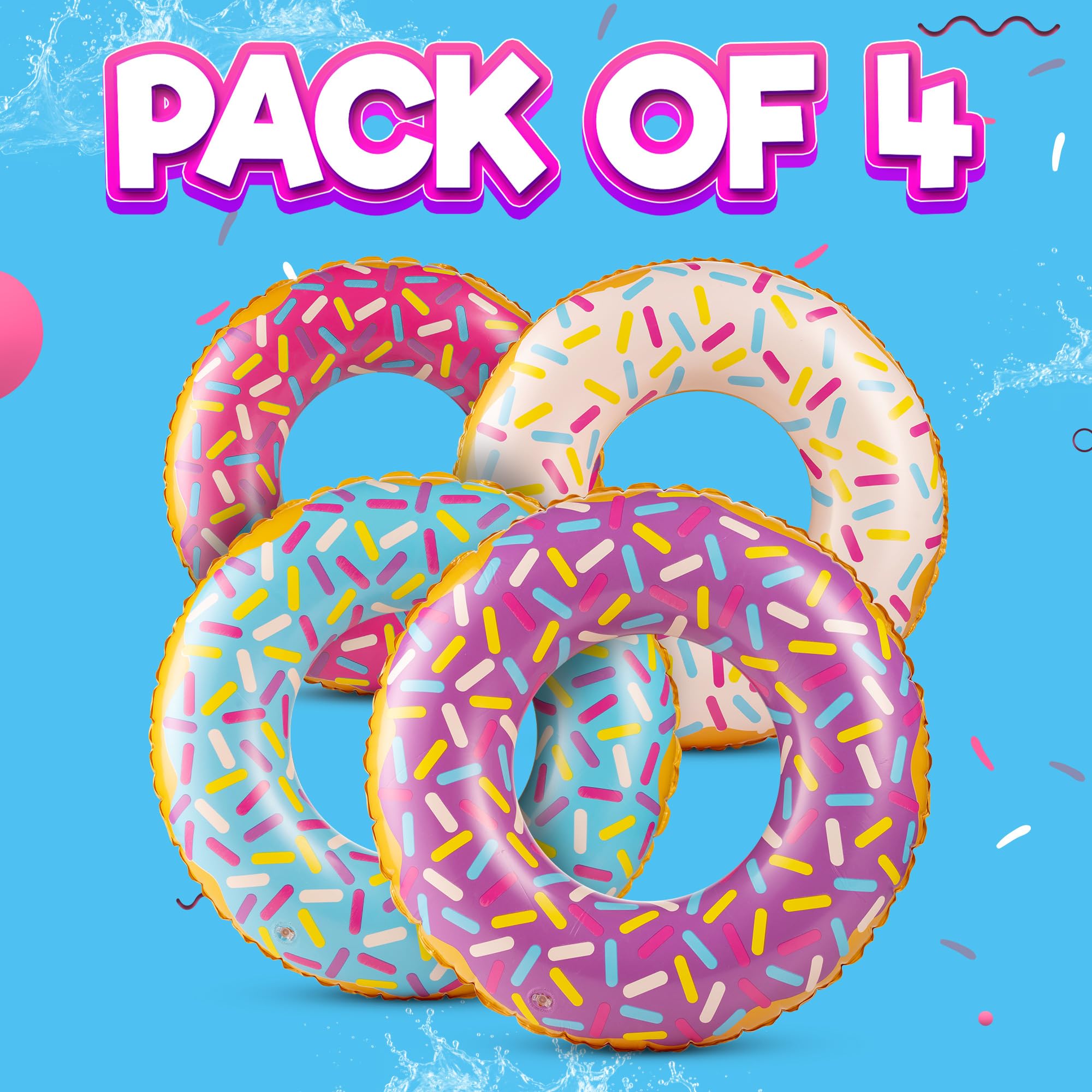 Snapklik.com : Inflatable Donuts - (Pack Of 4) 24 Inch Donut Pool Float ...