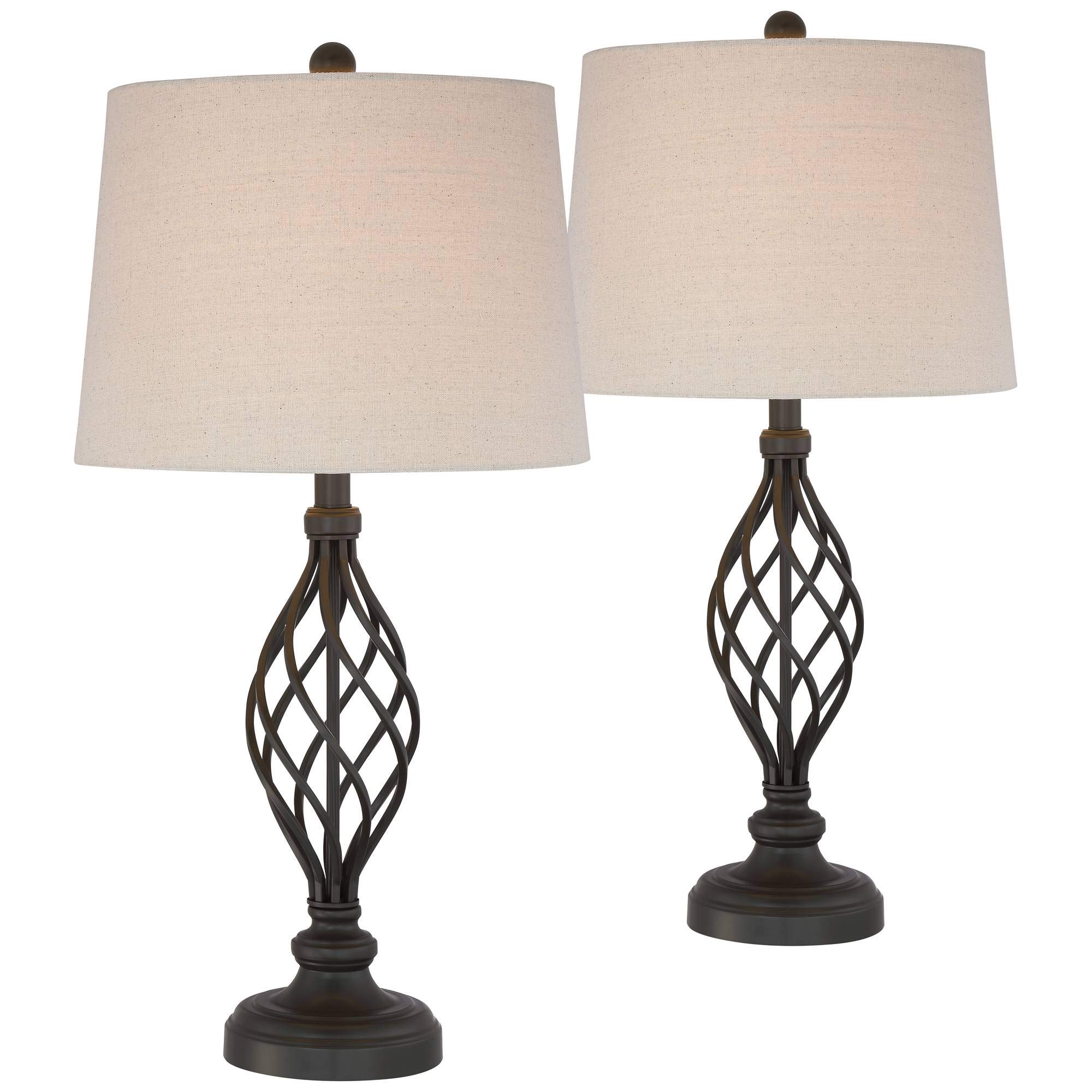 Annie Traditional Rustic Farmhouse Table Lamps 28" Tall Set of 2 Bronze ...