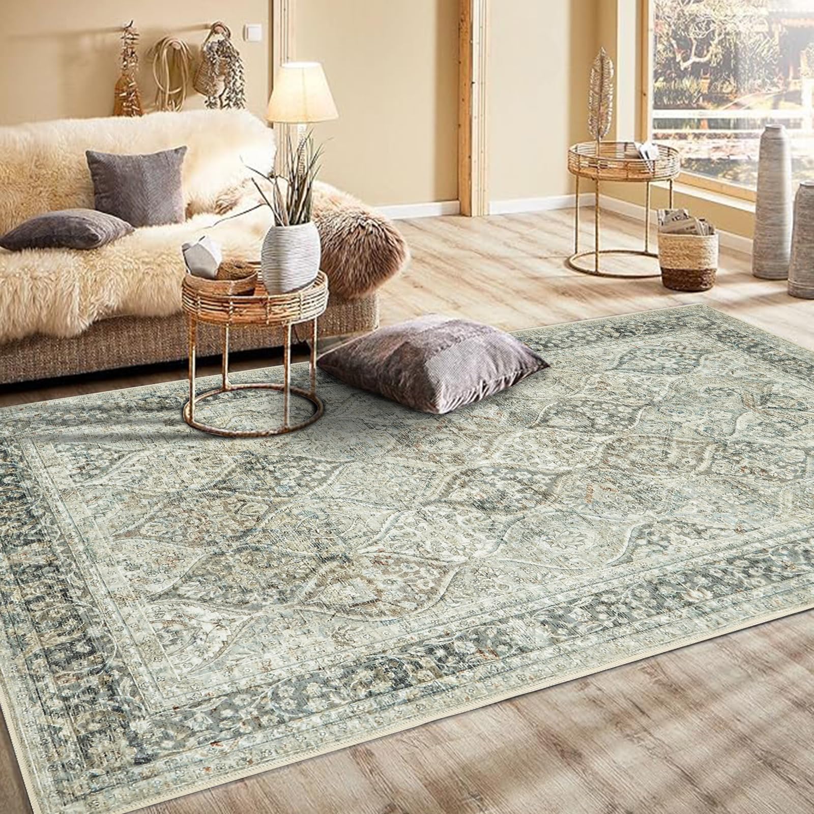 Rugs Living Room Large 120x170 cm Area Rugs Vintage Rug Anti-Slip Boho ...