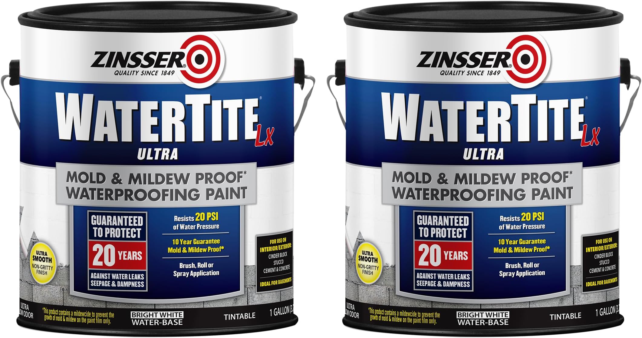 Zinsser 270267-2PK WaterTite LX Ultra Waterproofing Paint, Gallon ...