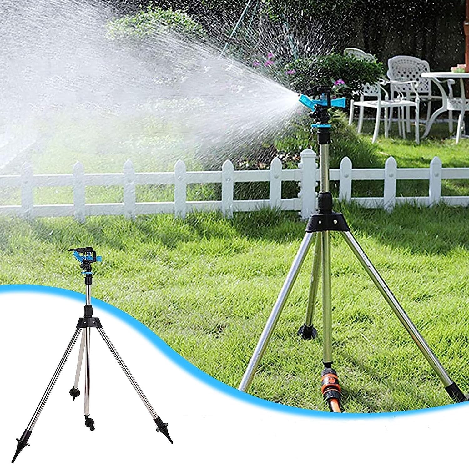 Amazon.com : Rotating Arm Large Area Tripod Water Sprinkler for Yard ...