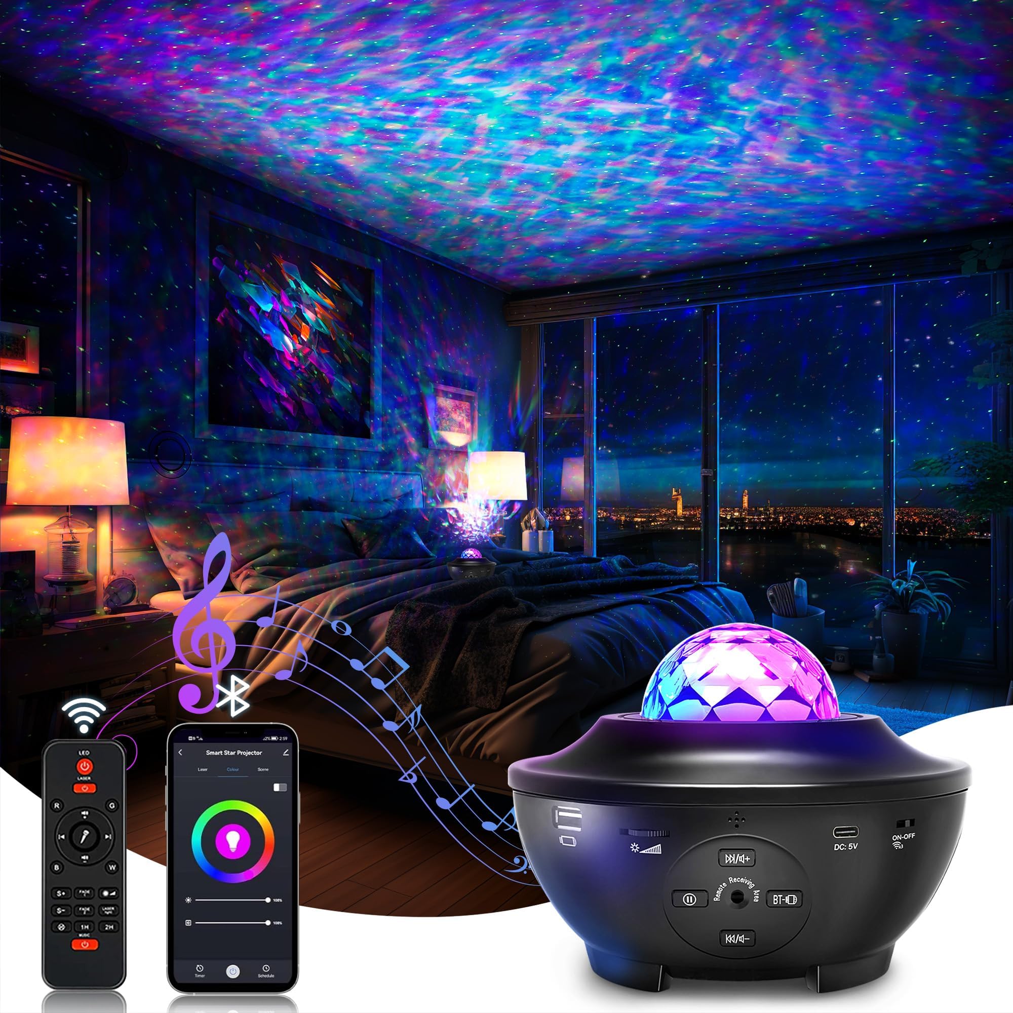 FlyEagle Galaxy Projector for Bedroom, Light Projector Star Projector ...
