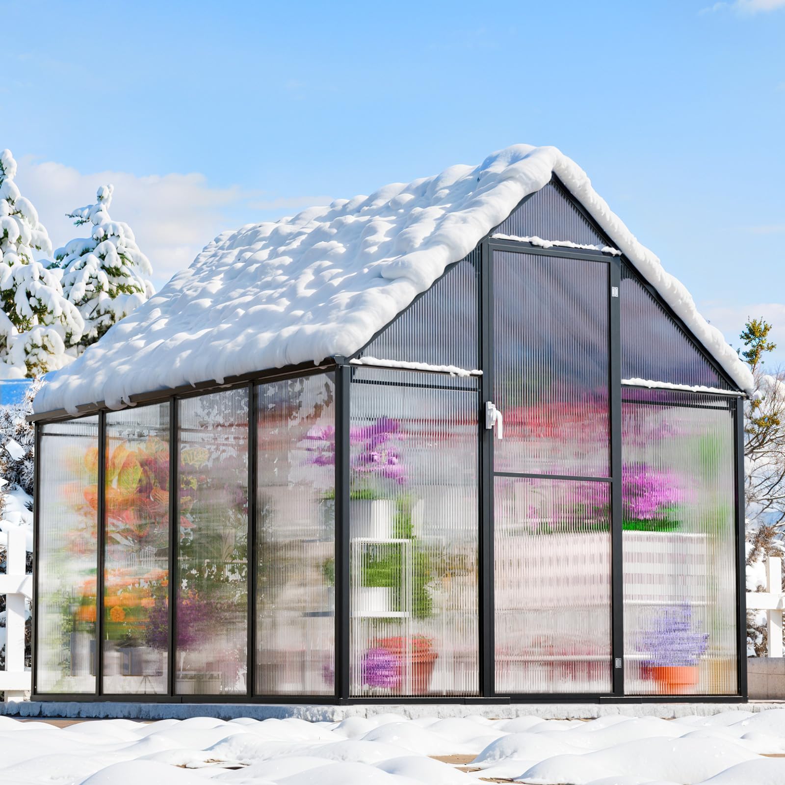 Amazon.com : WACASA 8x6 FT Polycarbonate Greenhouse Kit for Outdoors ...