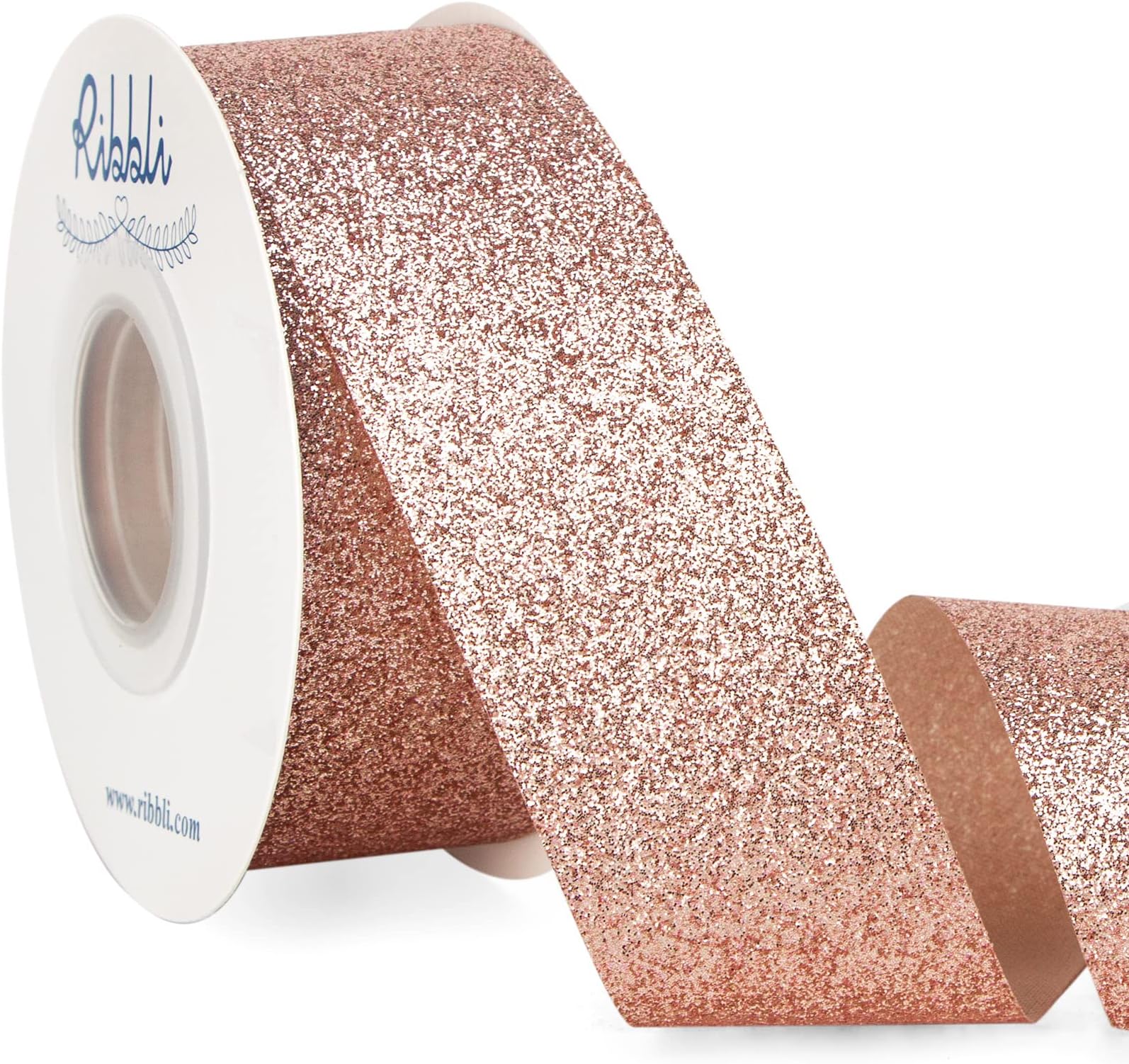 Amazon.com: Ribbli Rose Gold Glitter Ribbon,Gift Wrapping Ribbon Rose ...