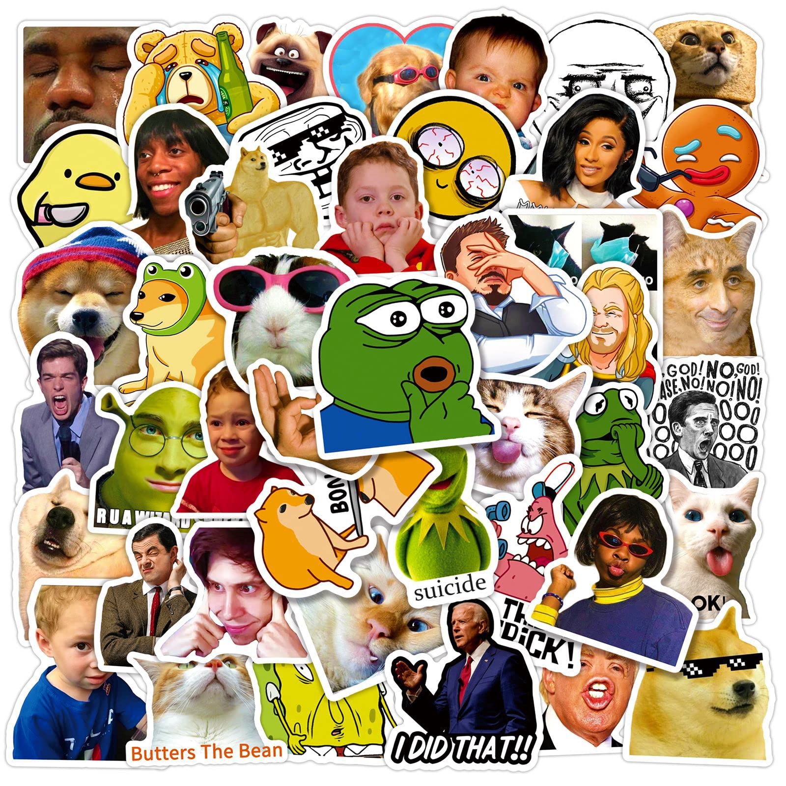 Memes Aufkleber 50 Stück Lustige Meme Sticker Set,Meme Aufkleber Für