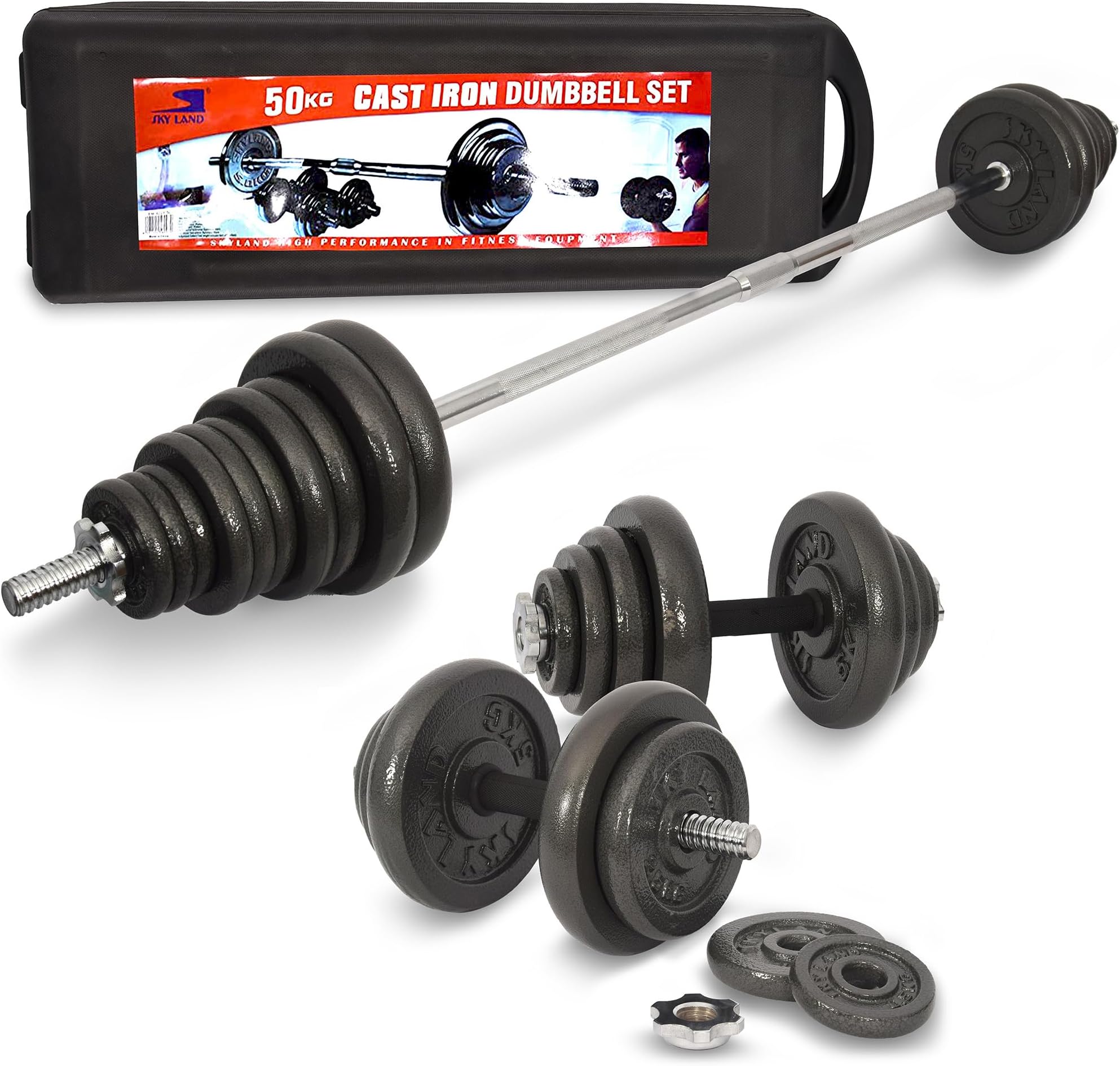 PROIRON 20kg Cast Iron Adjustable Dumbbell Set Hand Weight with Solid Dumbbell Handles Changed ...