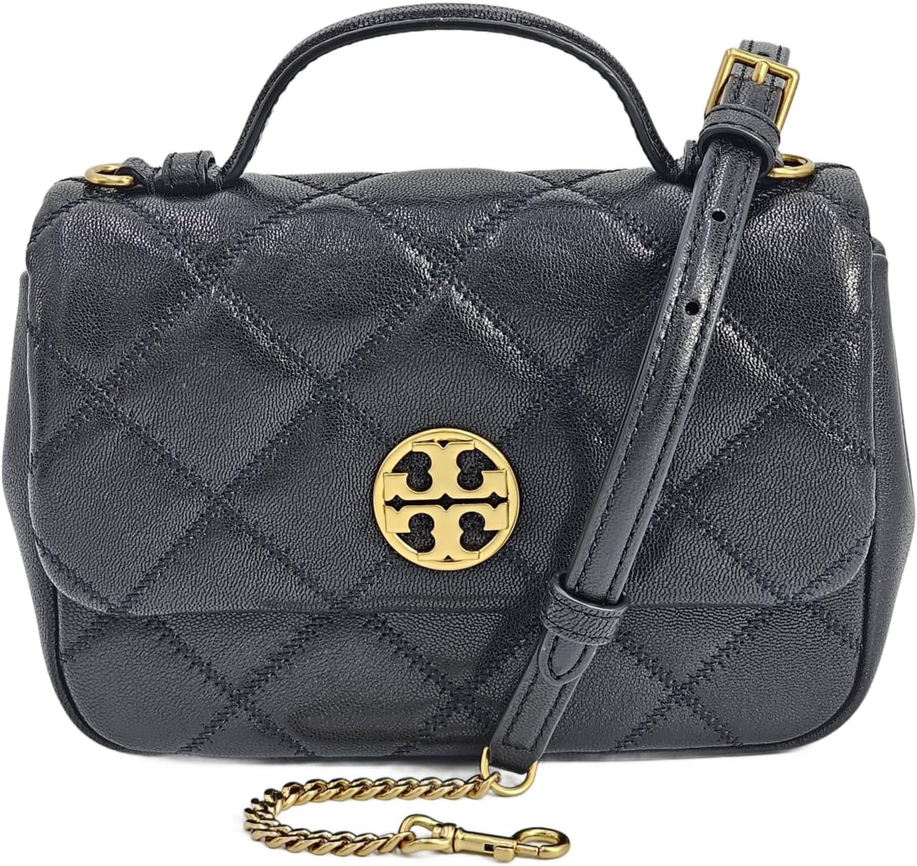 Tory Burch 153399 Willa Black With Gold Hardware Women's Mini Top ...