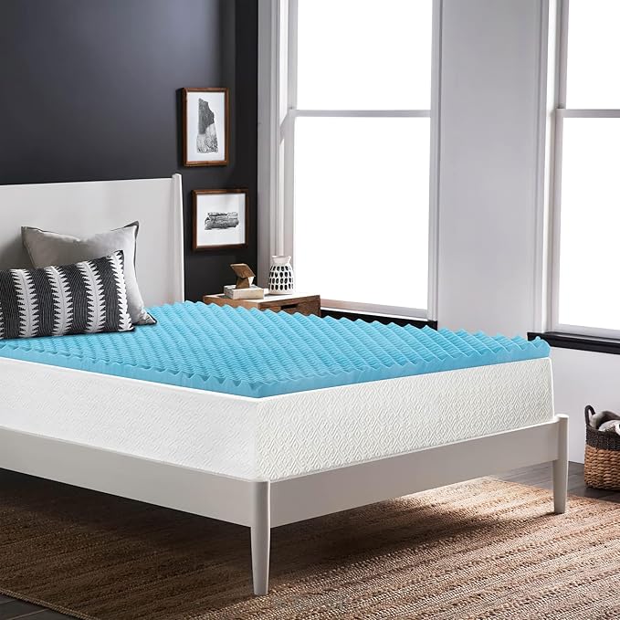 Amazon.com: Treaton 1-inch Convoluted Gel Infused Memory Foam Mattress ...