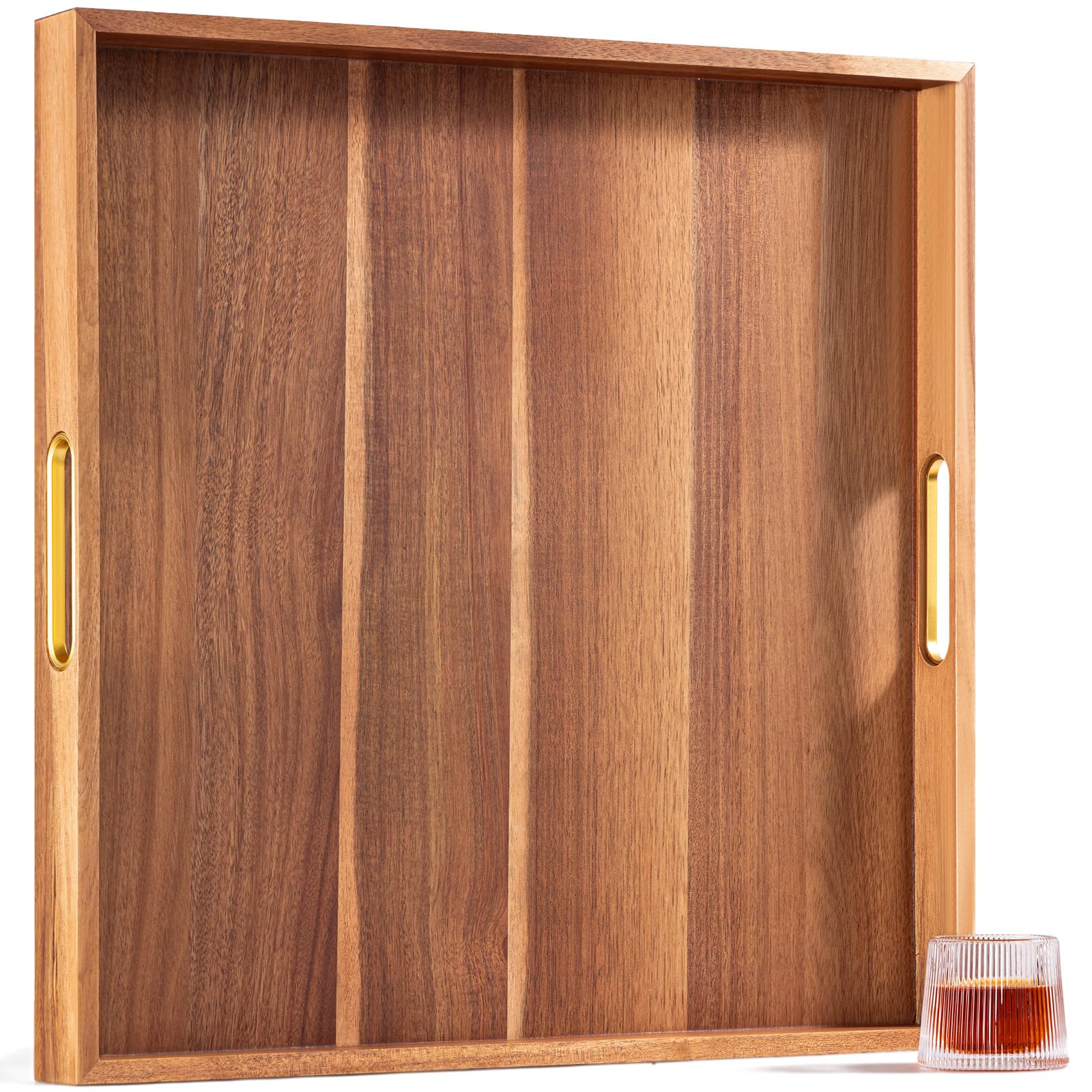 Amazon.com: Extra Large Square Acacia Wood Serving Tray,22" Ottoman ...