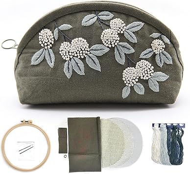 Amazon.com: FONNUY Embroidery Kit Makeup Bag for Beginners, Flowers Pre ...