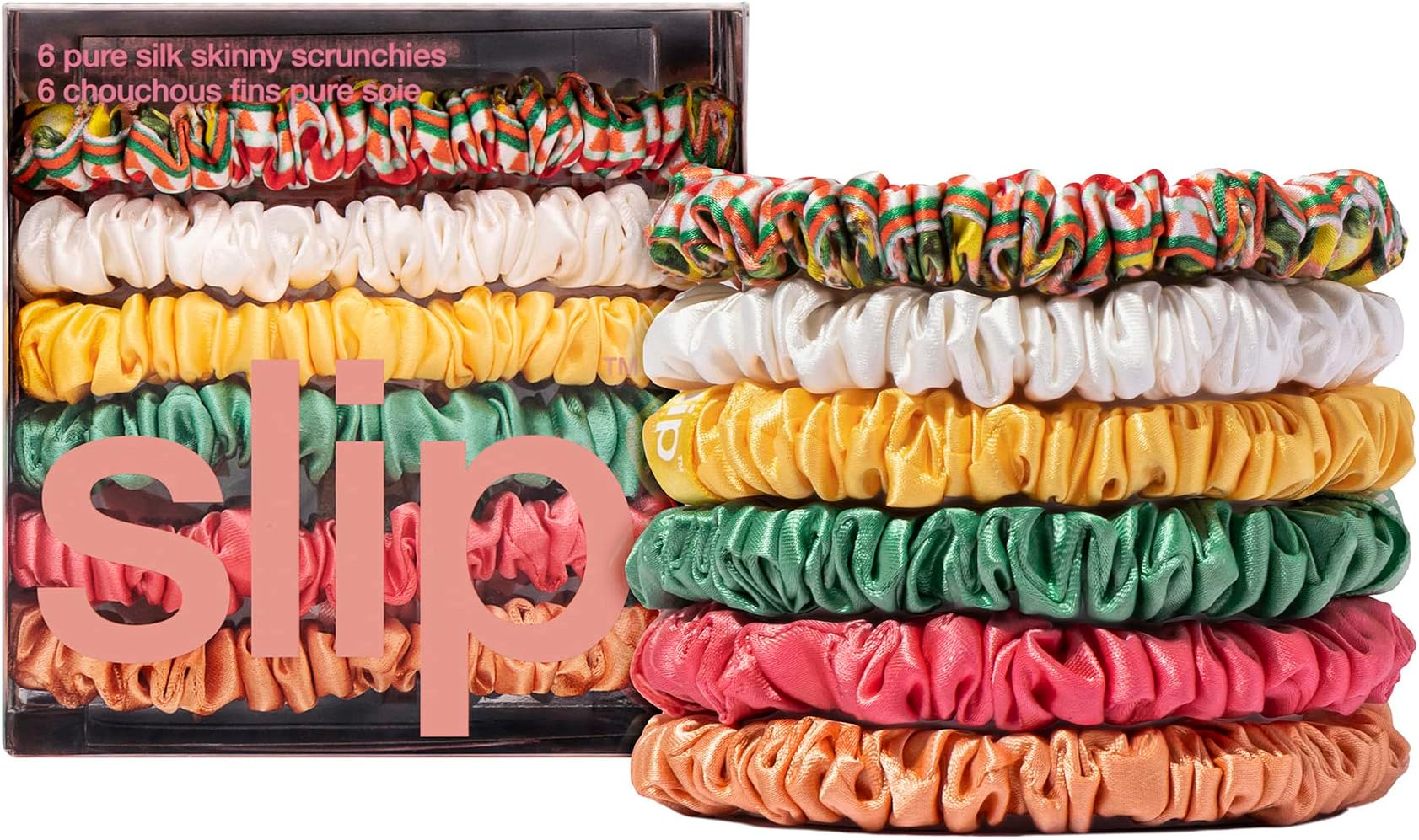 Amazon.com : Slip Silk Skinny Scrunchies - Black - Elastic Scrunchies ...