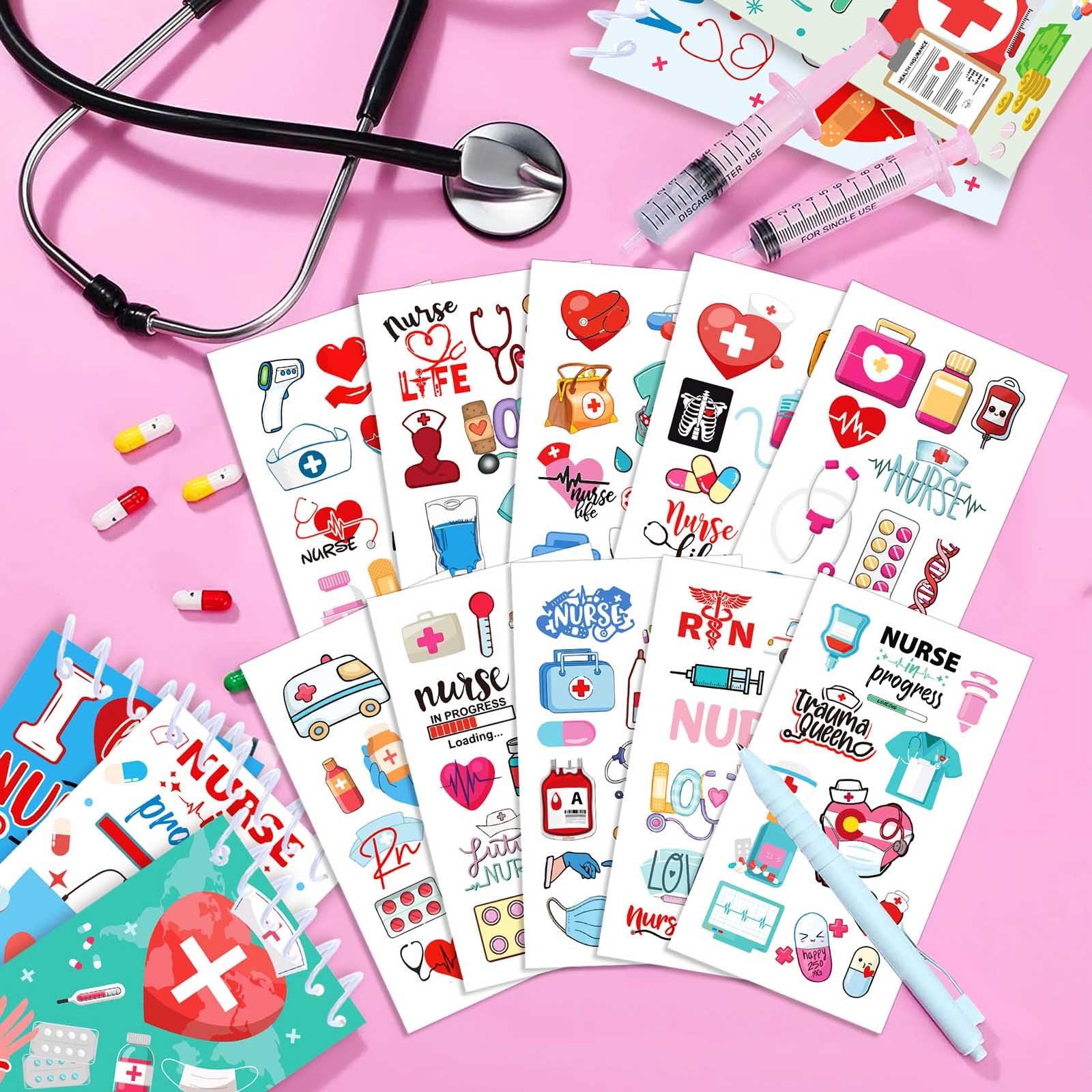 Snapklik.com : 10Pack Nurse Temporary Tattoos Sticker, Medical Nurse ...