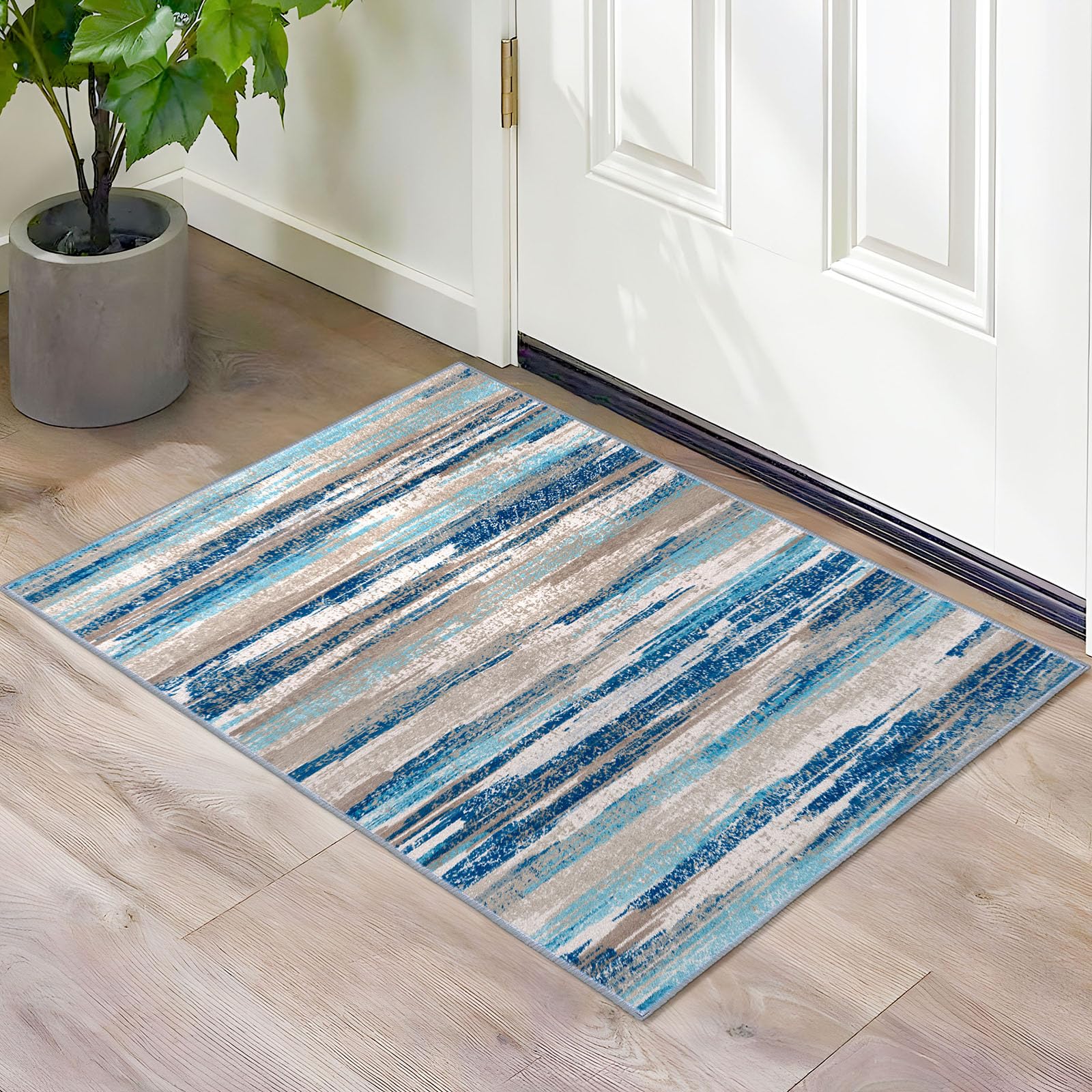 Amazon.com: Lansny Modern Abstract Entryway Rug Indoor 2x3 Washable Rug ...