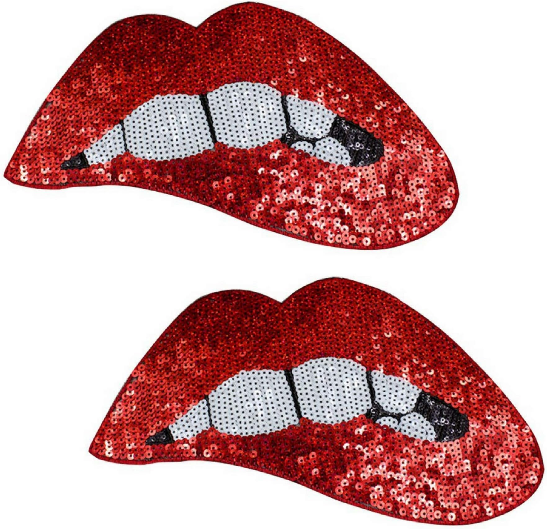 Amazon.com: Special100% 2 Pcs Large Red Lips Embroidered sew on Patches ...