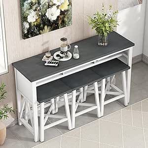 Amazon.com - HAWWHOME Farmhouse Counter Height 4-Piece Dining, 60 ...