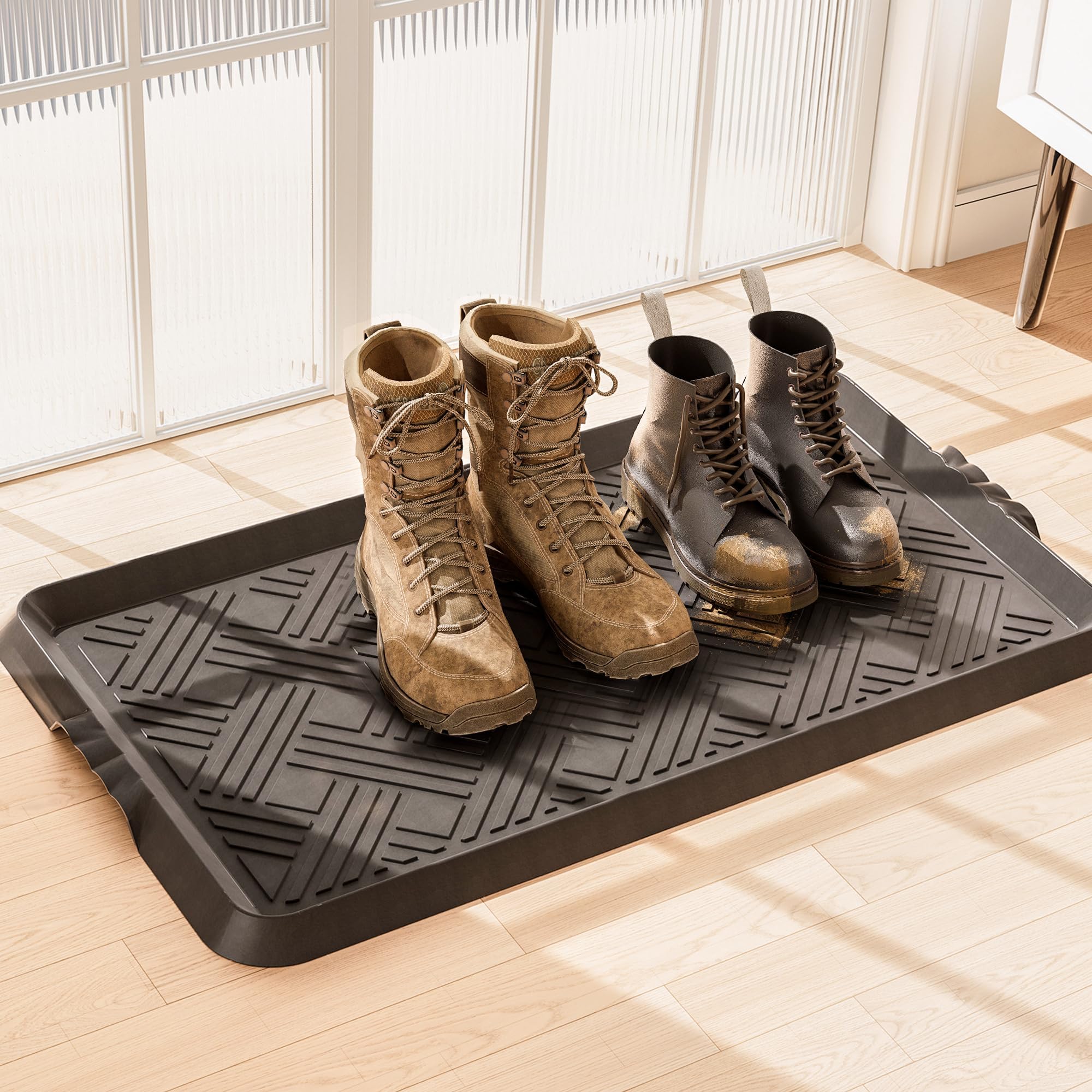 Amazon.com: ART & ARTIFACT Rubber Boot Tray Wet Shoe Tray for Entryway ...