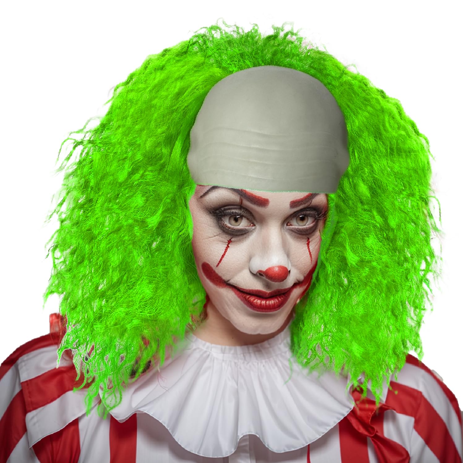 Amazon.com: Borbilyn Red Clown Wig with Bald Cap Clown Short Curly Afro ...