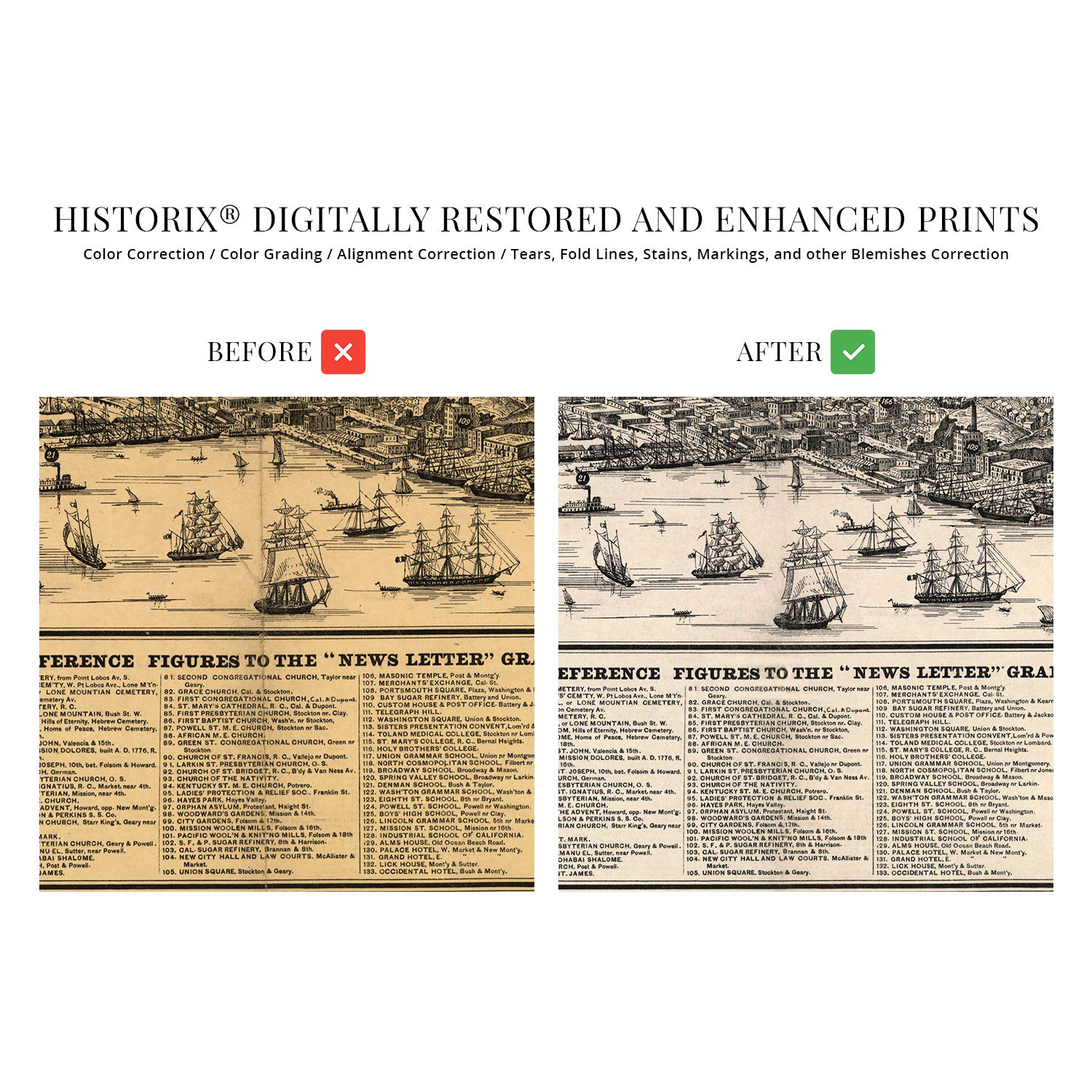 Buy HISTORIX Vintage 1875 Graphic Chart of San Francisco Map Print with ...