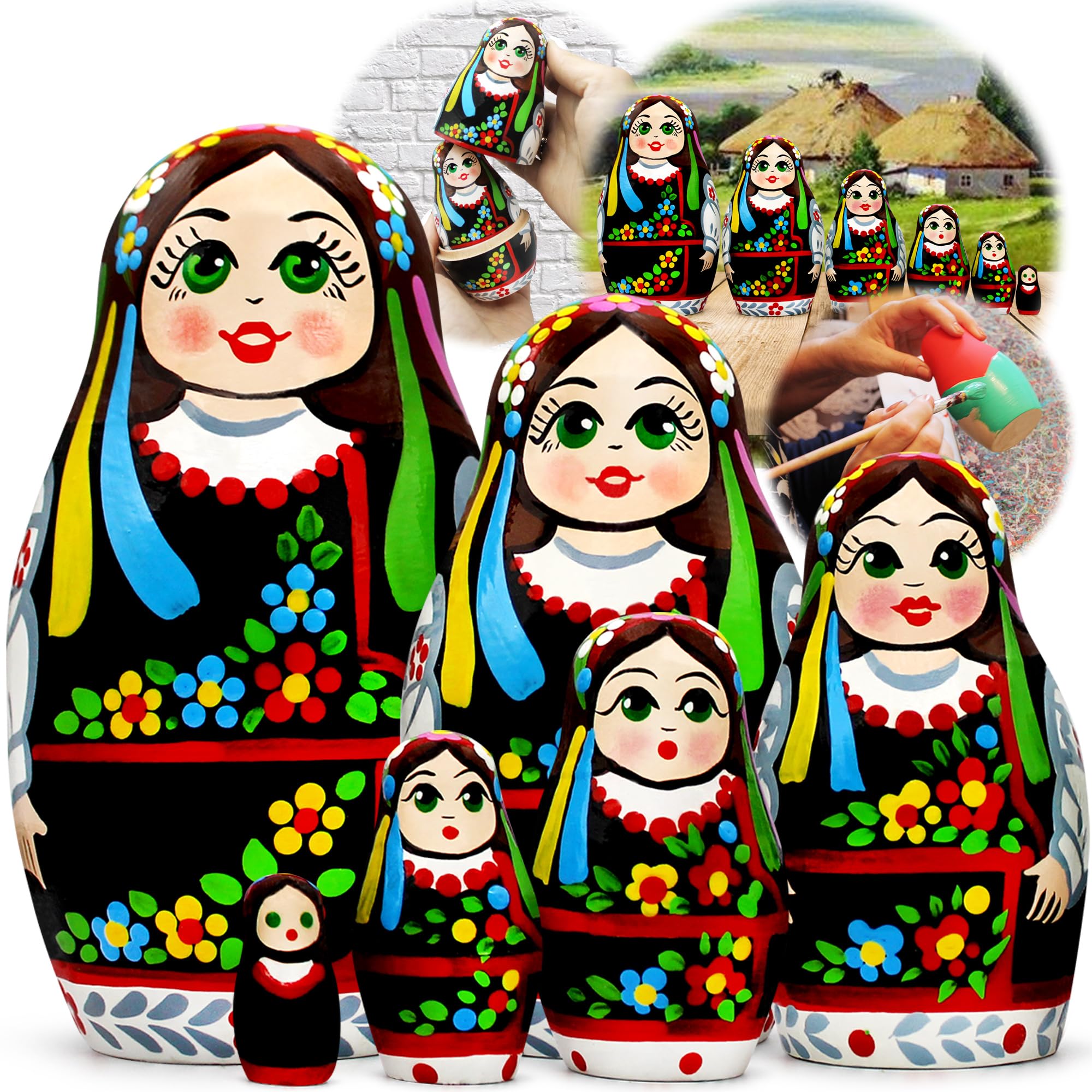 Amazon.com: AEVVV Traditional Ukrainian Nesting Dolls Set 6 pcs ...