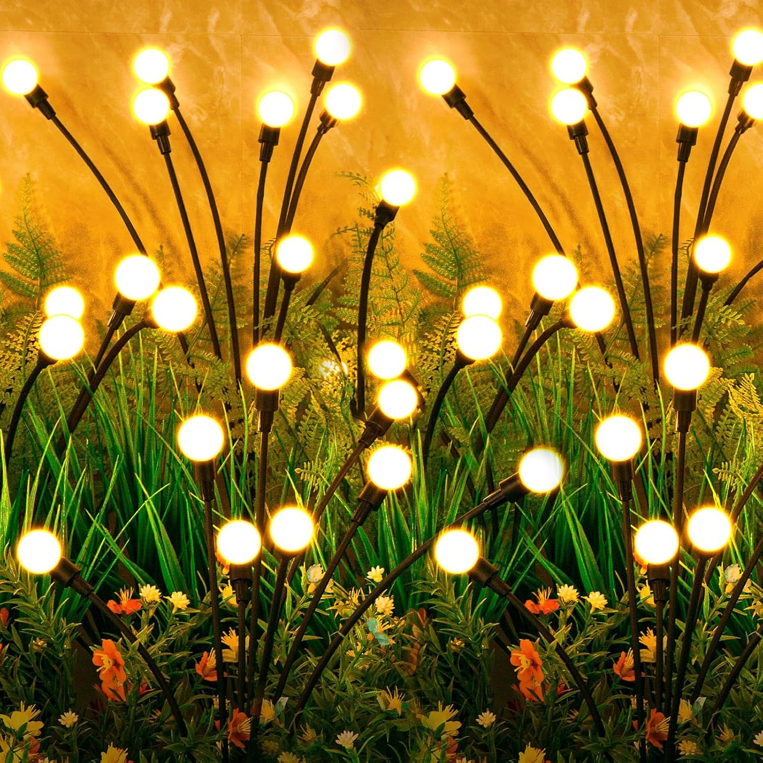 Solar Powered Firefly Lights 4 Pack, 10 LED Light Bulbs 2 Lighting ...