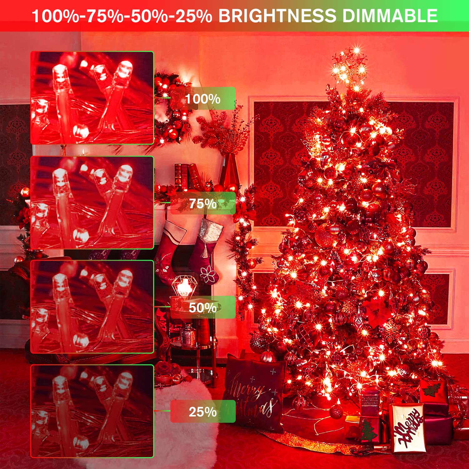 Snapklik.com : 100 LED Red & Green Christmas Lights Plug In, Christmas ...