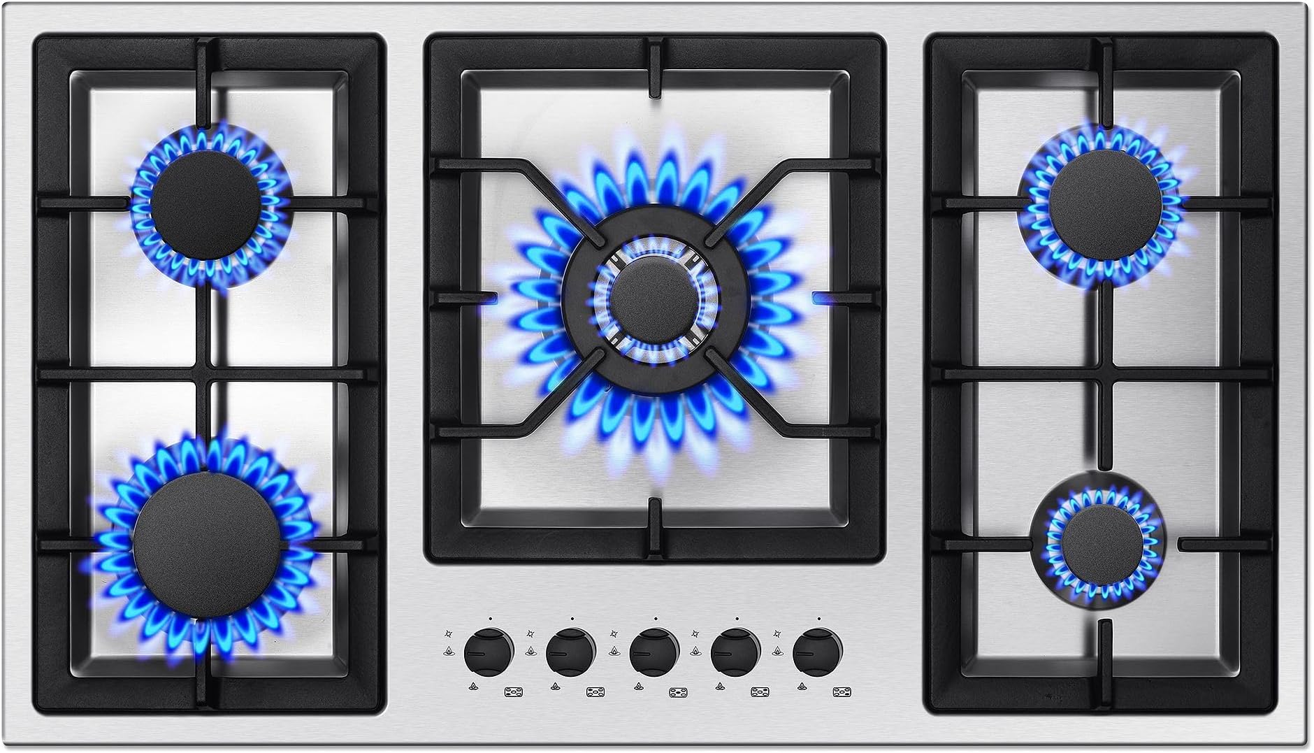 Amazon.com: 36 Inch Gas Cooktop, 5 Burner Gas Stove Top Total 34,588 ...