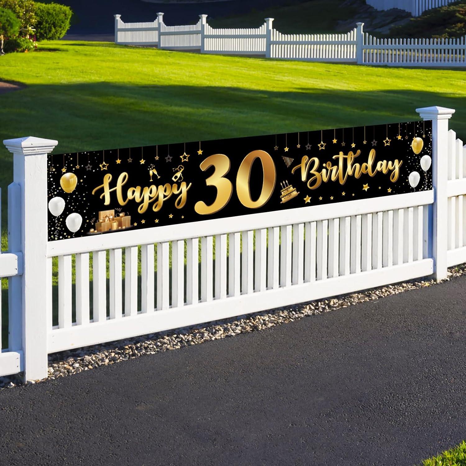 30th Birthday Party Decorations Banner, 30th Birthday Black Gold Party ...