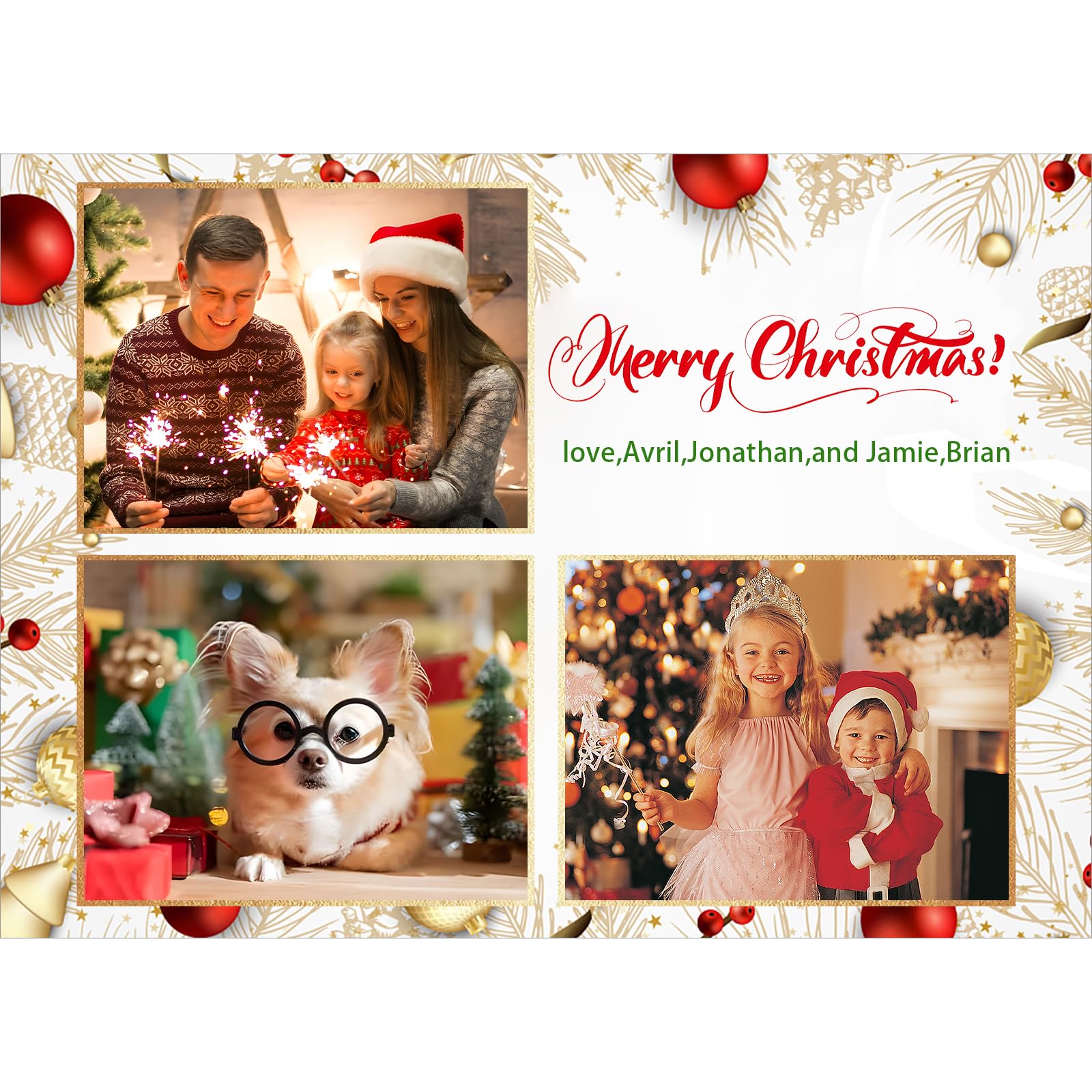 Amazon.com : WOKAI Personalized Christmas Greeting Cards Custom Merry ...