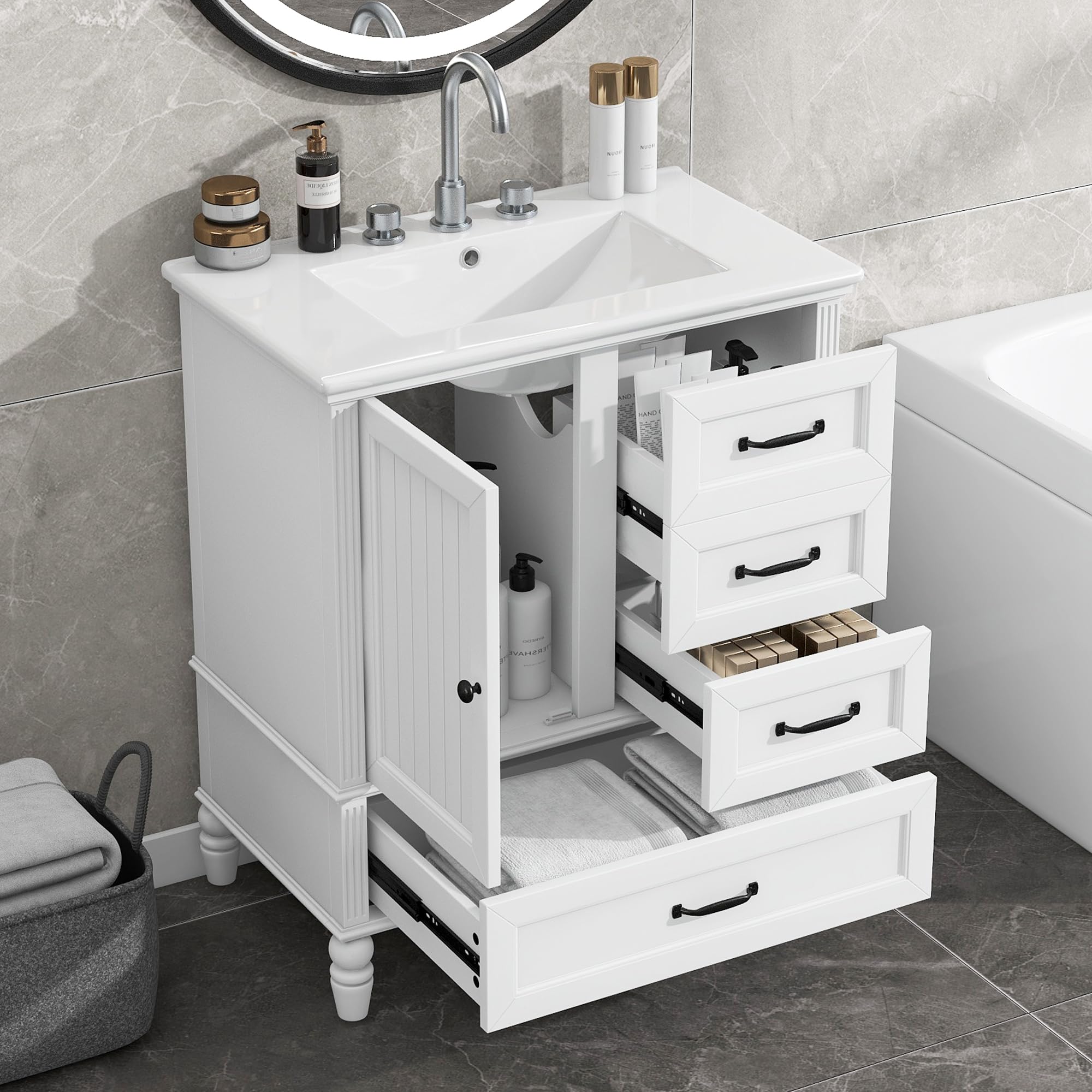 Amazon.com: Harper & Bright Designs 30" Bathroom Vanity with Sink, Free ...