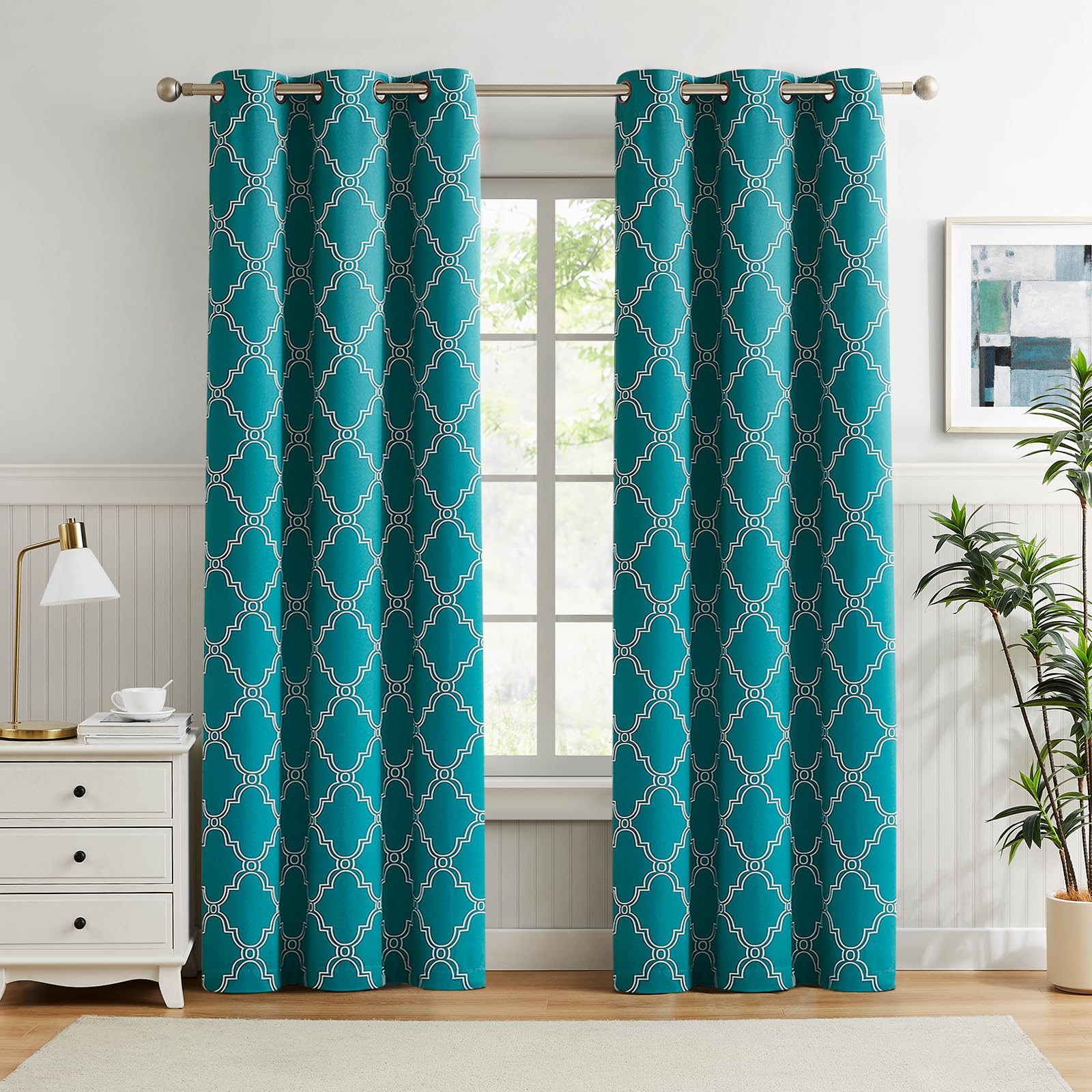 Moroccan Print Curtains Dakota Fields Damask Moroccan Pattern Design