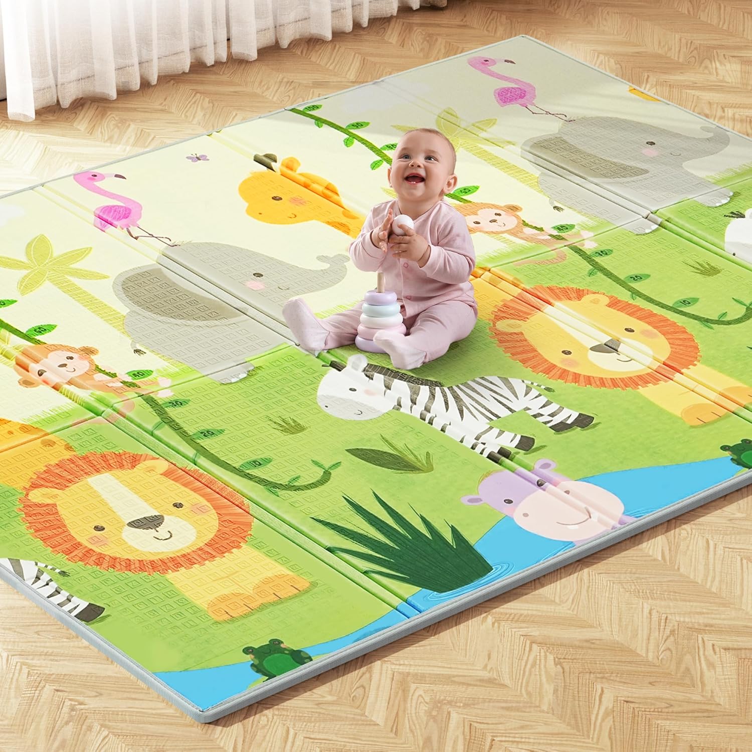 Amazon.com : ZENOVA Reversible Baby Play Mat, Foldable and Waterproof ...