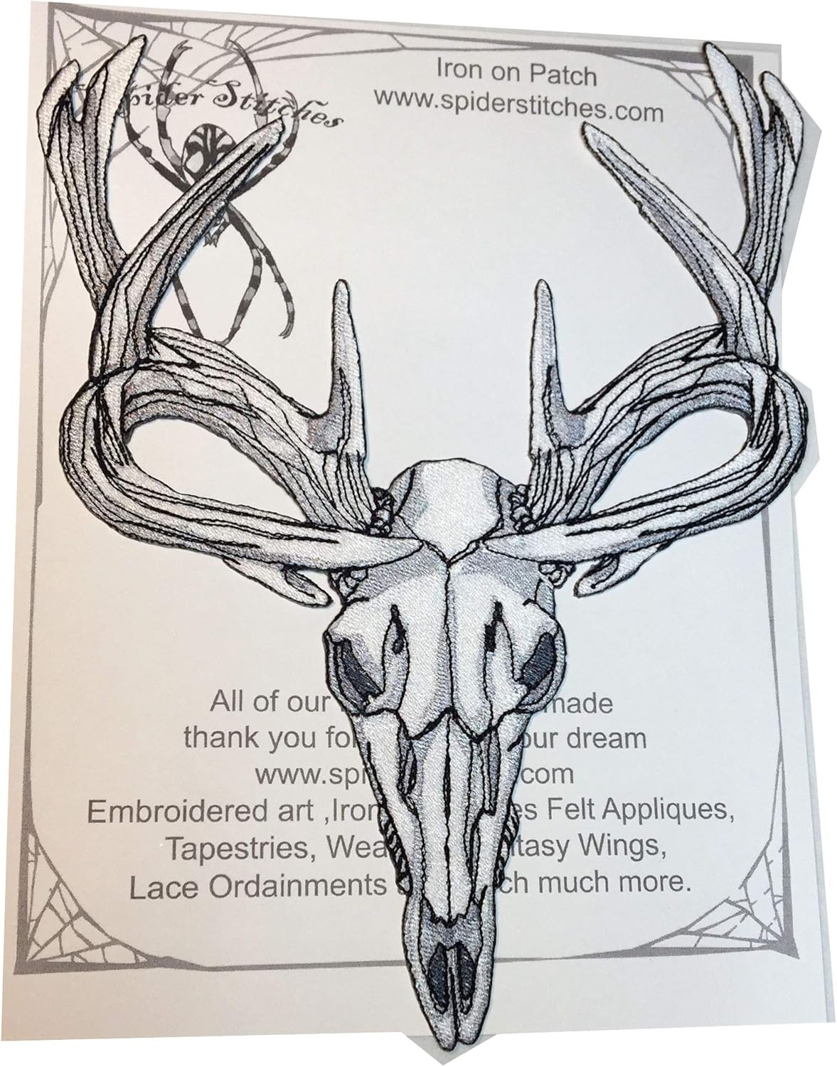 Amazon.com: White Deer Stag Skull Huge Wicked Patch Iron on Patch or ...
