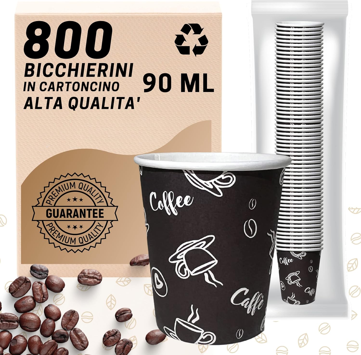 Belux 800 Bicchieri Caffè Carta da 90 ml-Bicchierini da Caffe ...