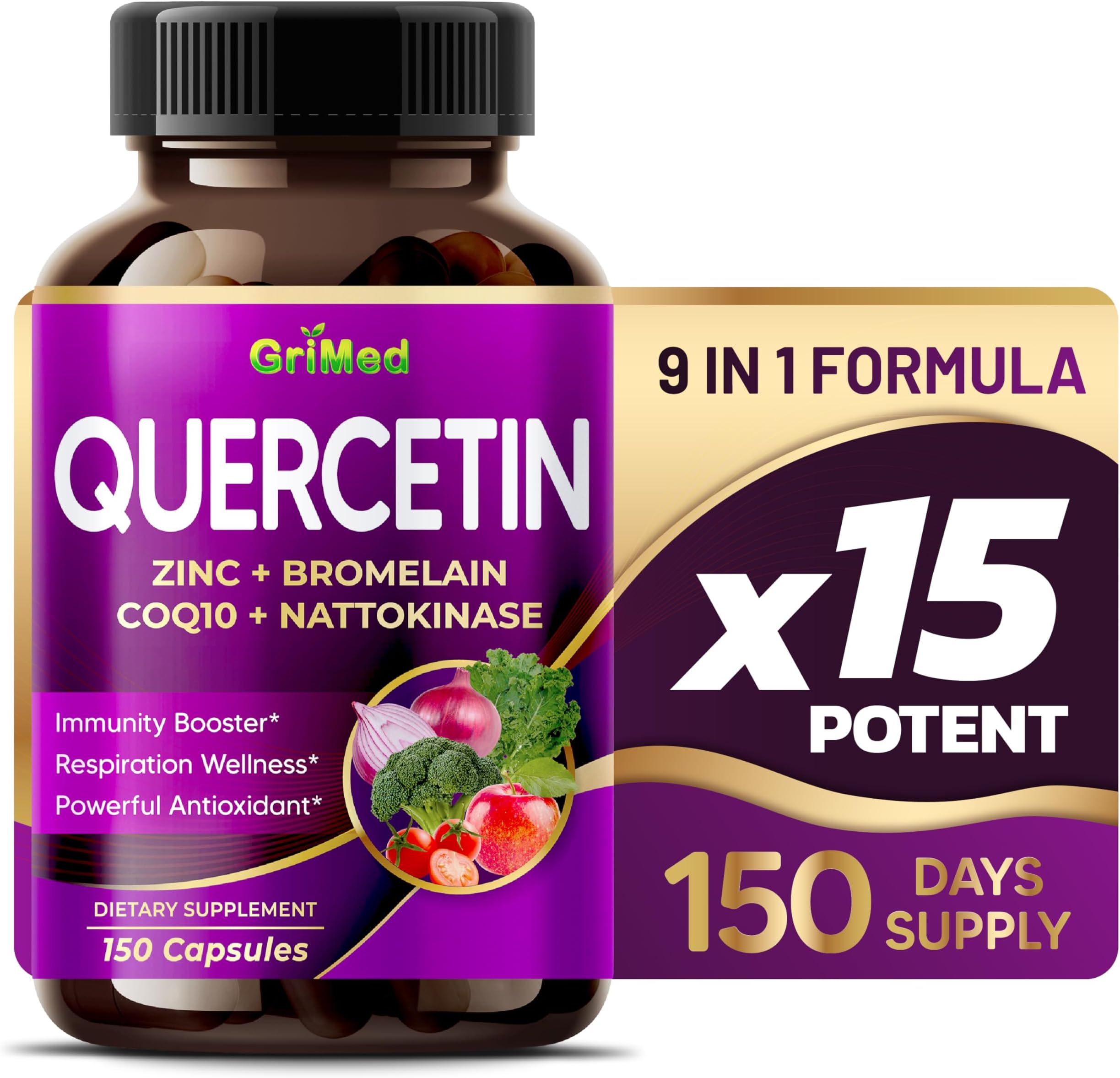 Amazon.com: GriMed Quercetin 19,800mg - X15 Power with Zinc, Bromelain ...