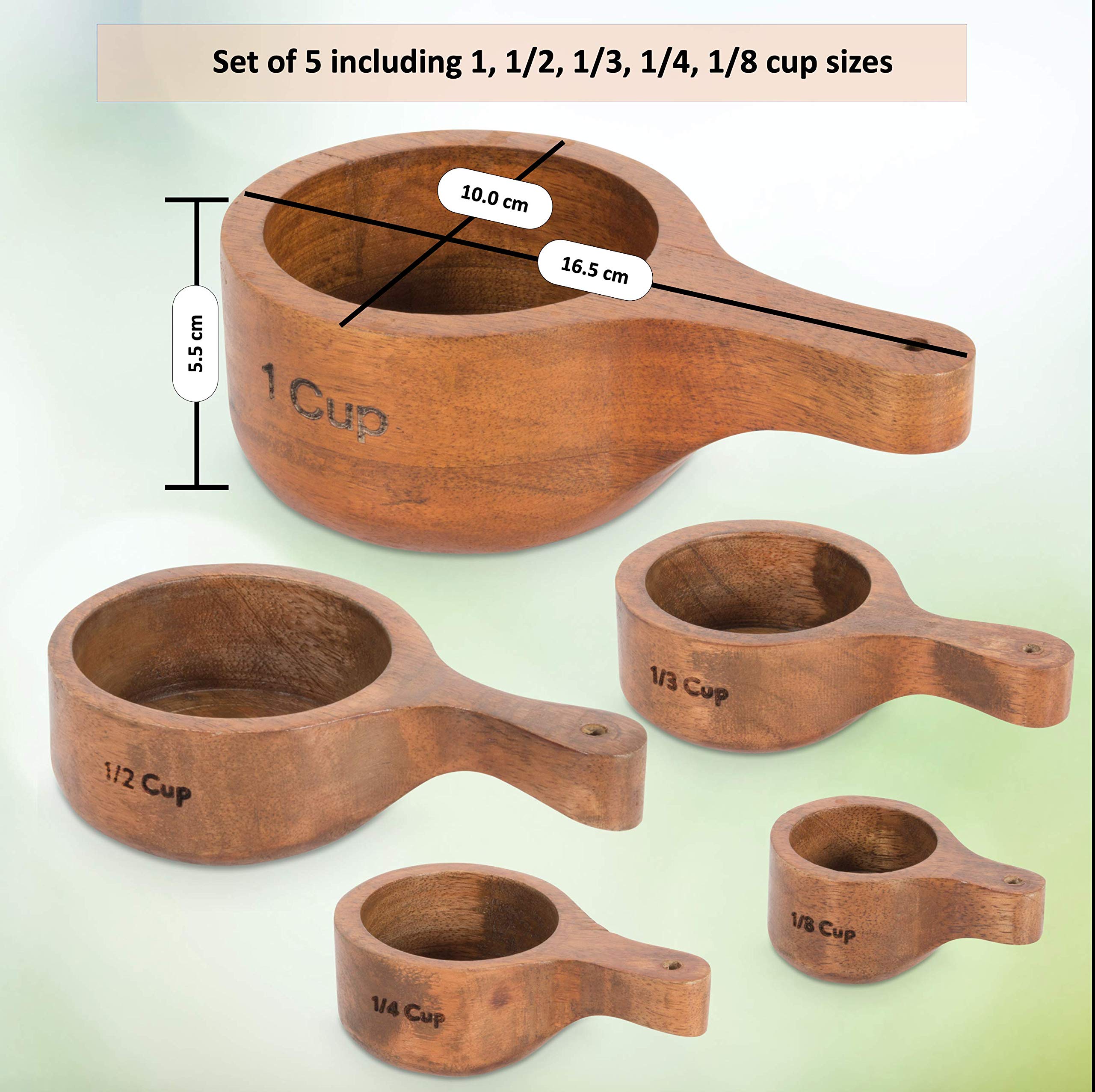 Eco Friendly Mango Wood Measuring Cup Set Of 5 Hand | Desertcart INDIA