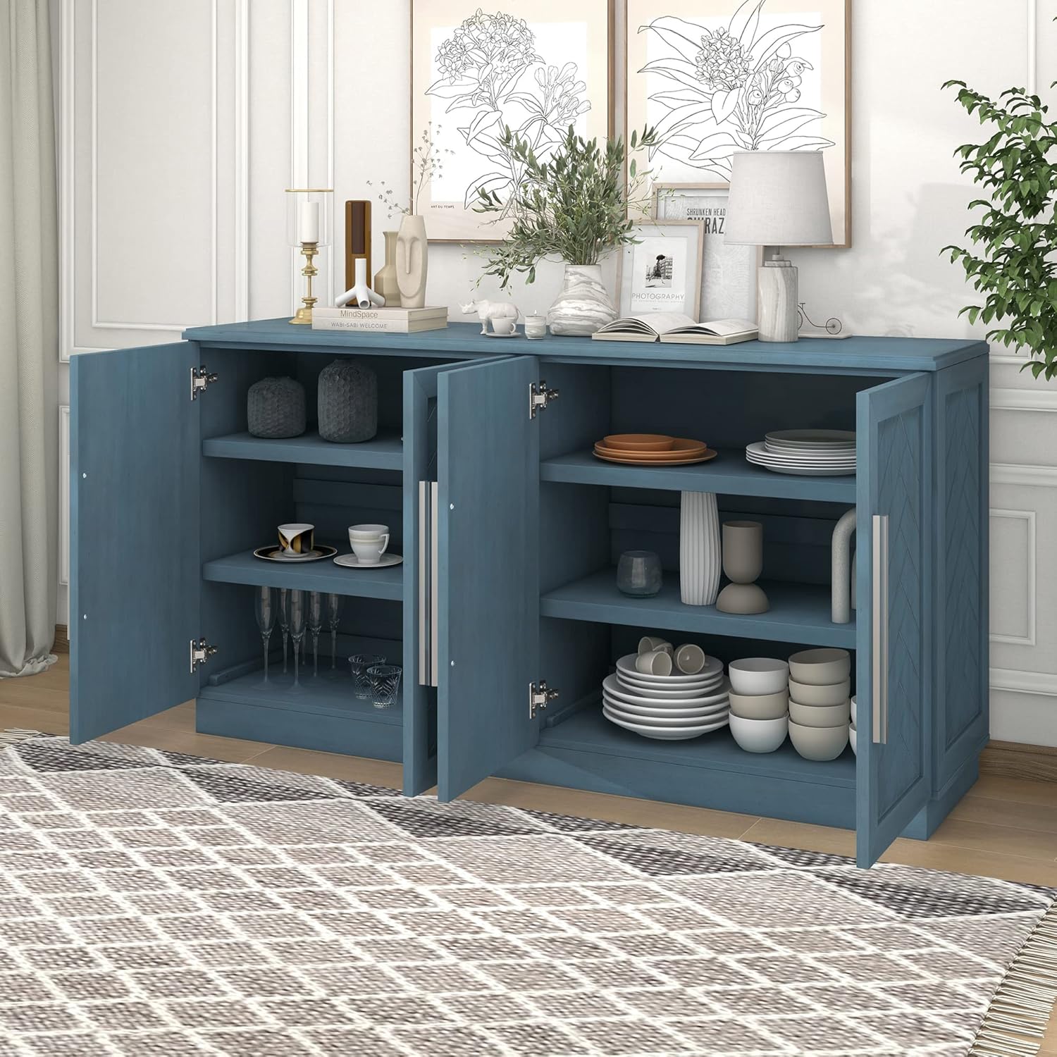 Amazon.com - LUMISOL Modern Cabinet with Bar Hutch, Kitchen Sideboard ...