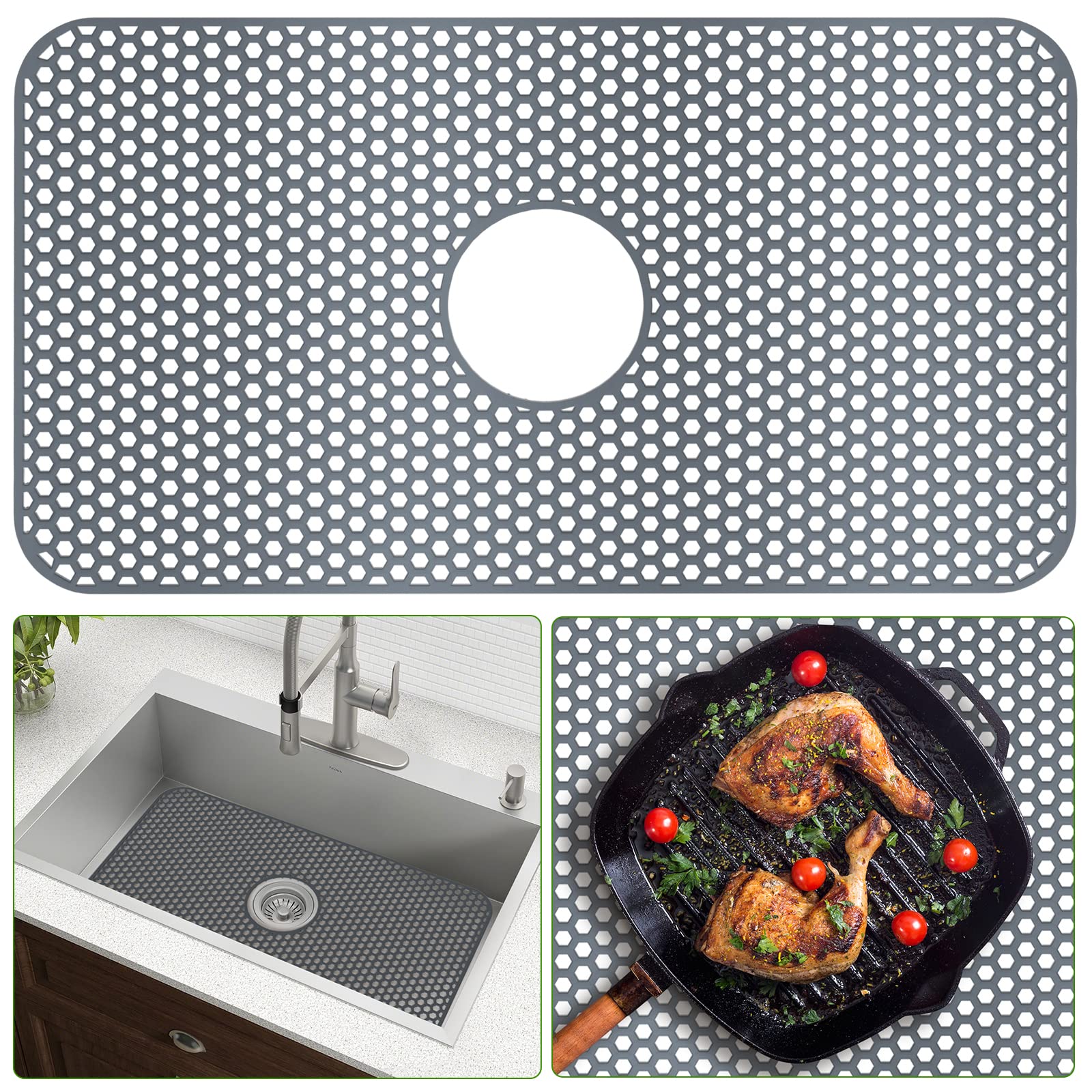 Silicone Sink Mat Toovem Kitchen Sink Mats 26''x14'' Sink Protectors ...