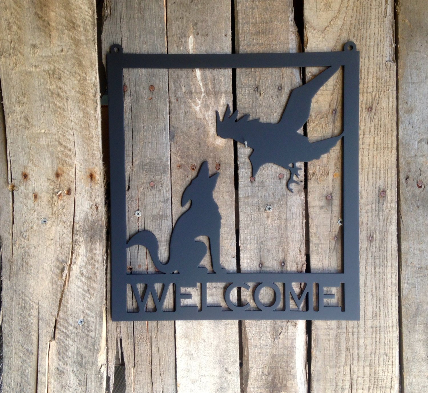 Amazon.com: Metal Welcome Sign Coyote/Raven Metal Wall Art (U3) : Home ...