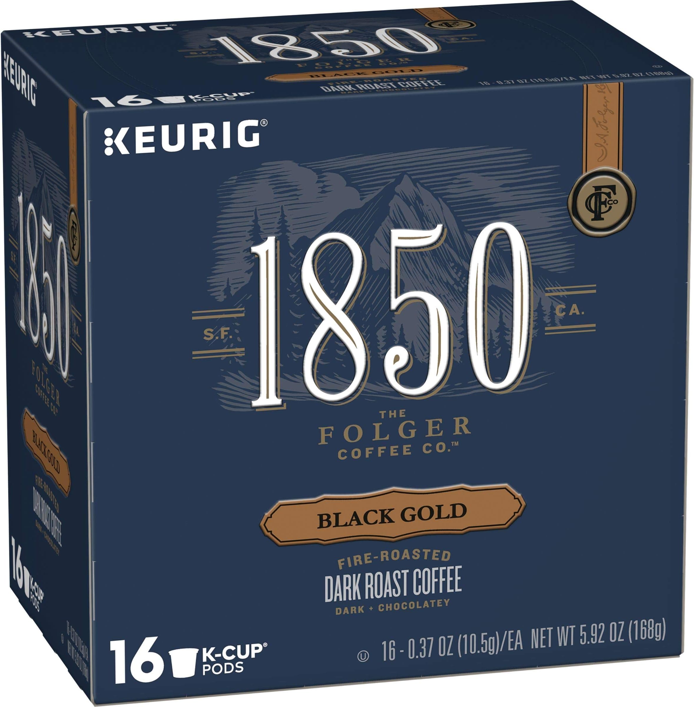 Amazon.com: Folgers 1850 Black Gold Dark Roast Coffee, 60 Keurig K-Cup ...