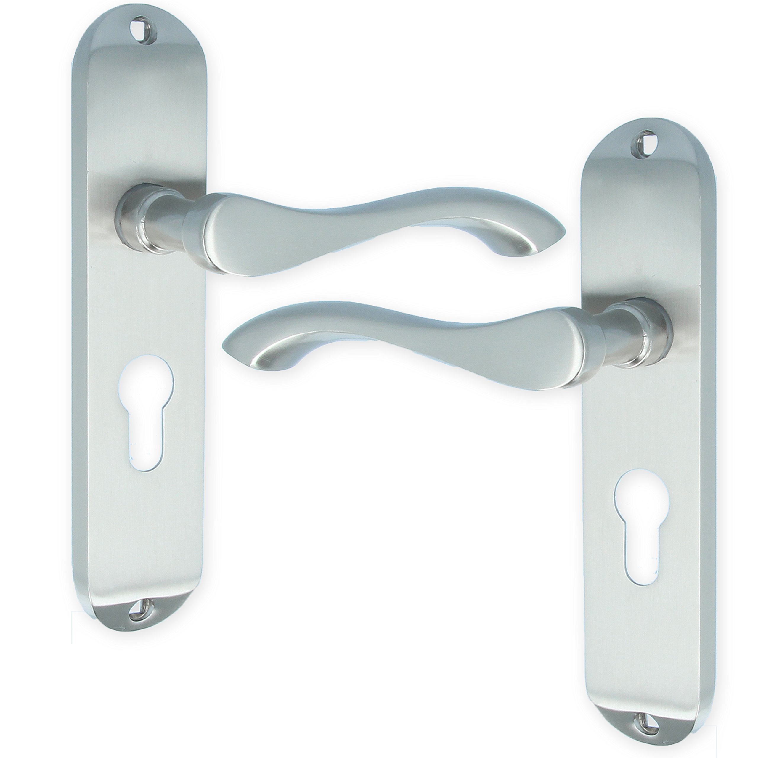 Buy Full Set of Internal Europa Door Handles Brushed Nickel with Euro ...