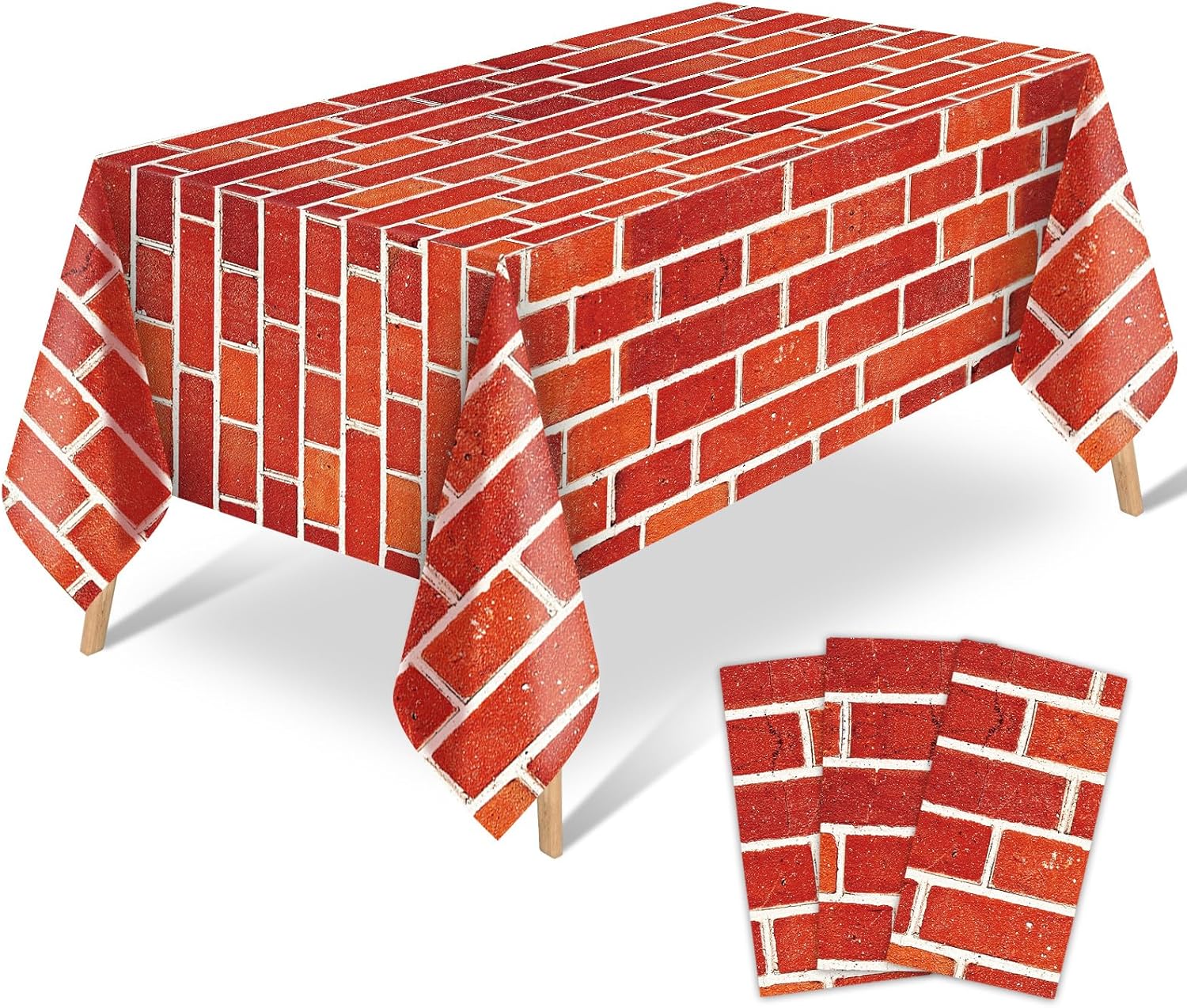 Amazon.com: ceiba tree Red Brick Tablecloth Plastic 3Pcs Brick Wrapping ...