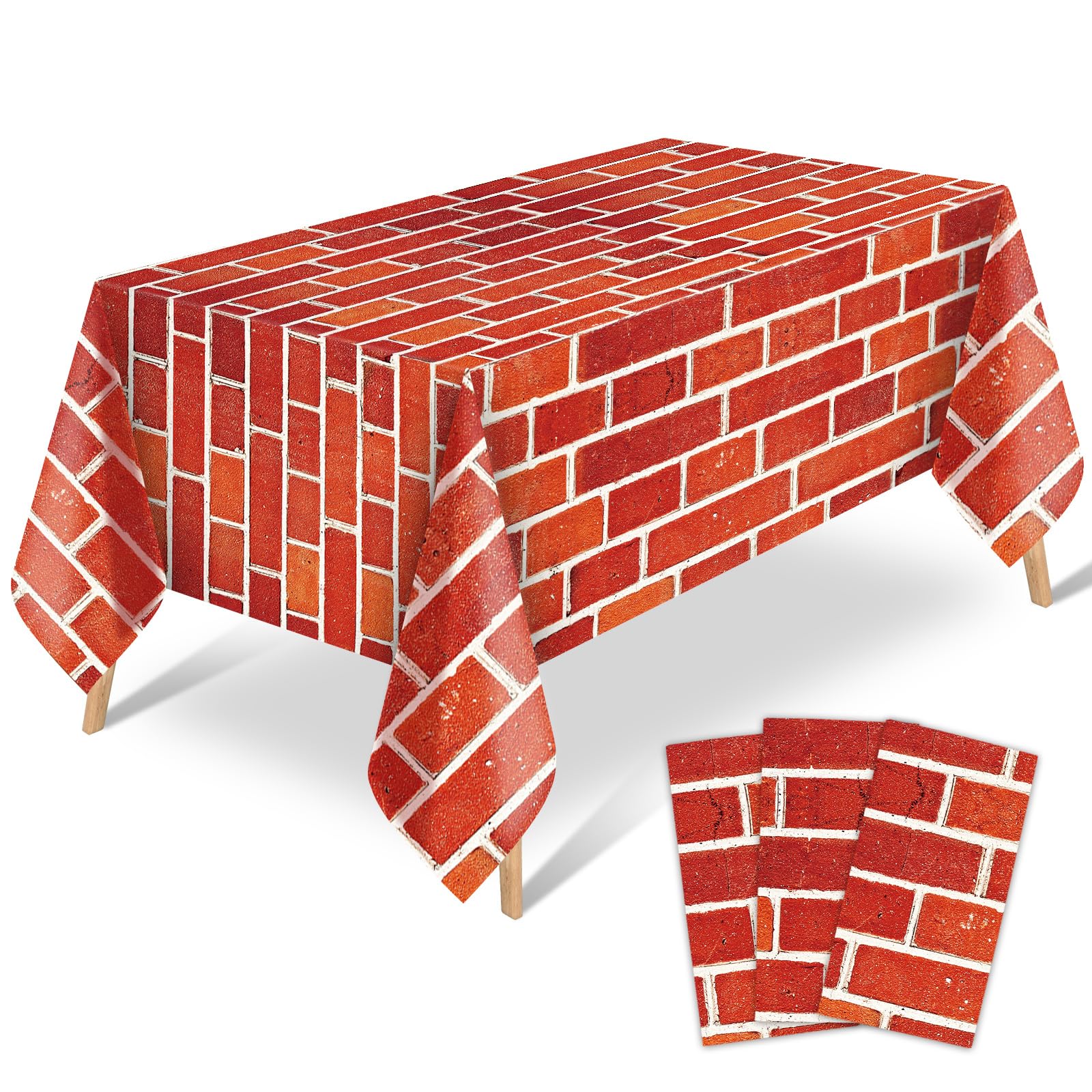 Amazon.com: ceiba tree Red Brick Tablecloth Plastic 3Pcs Brick Wrapping ...