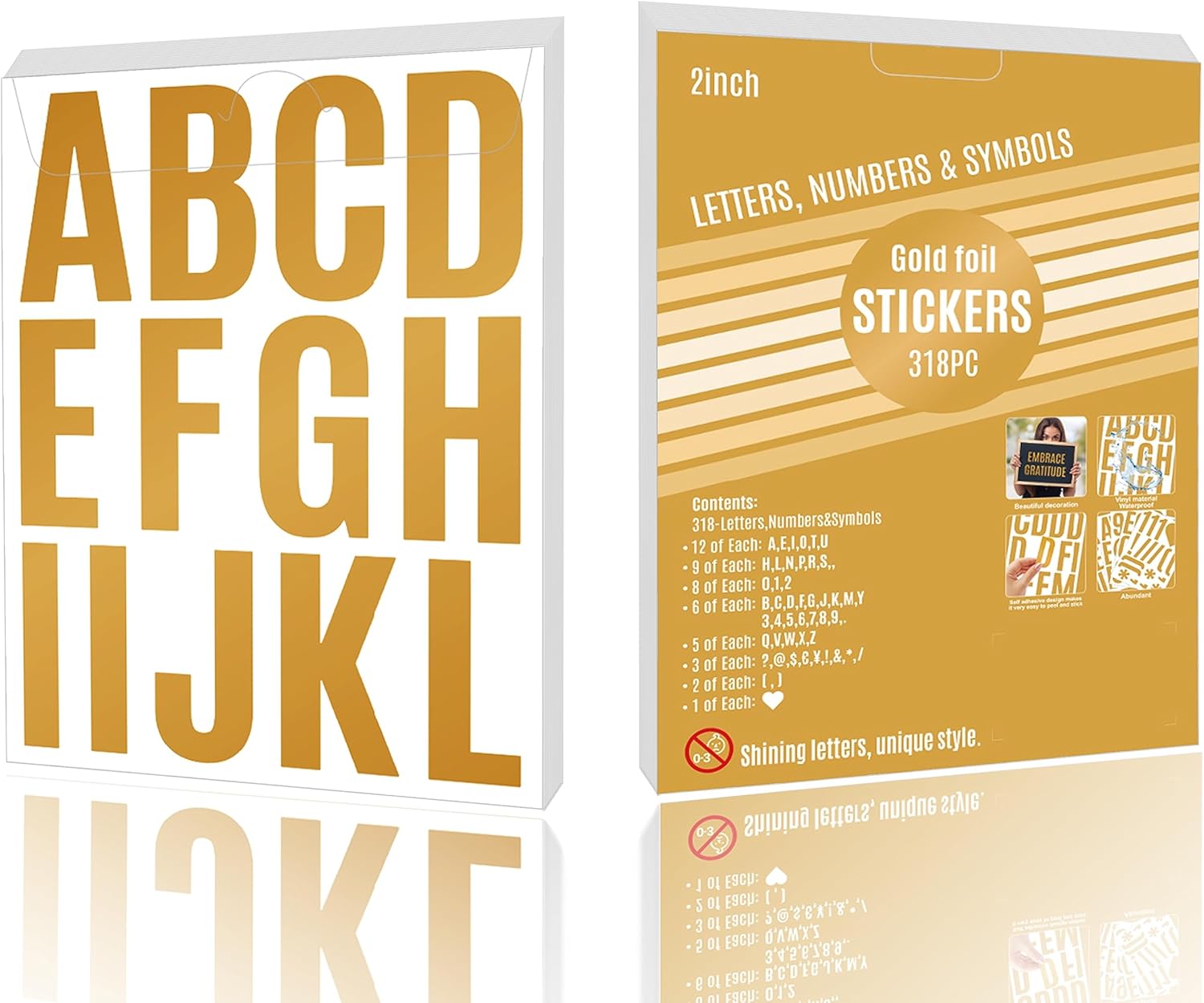 Amazon.com: 24 Sheets Large Letter Stickers, 318 Pcs 2 Inch Alphabet ...