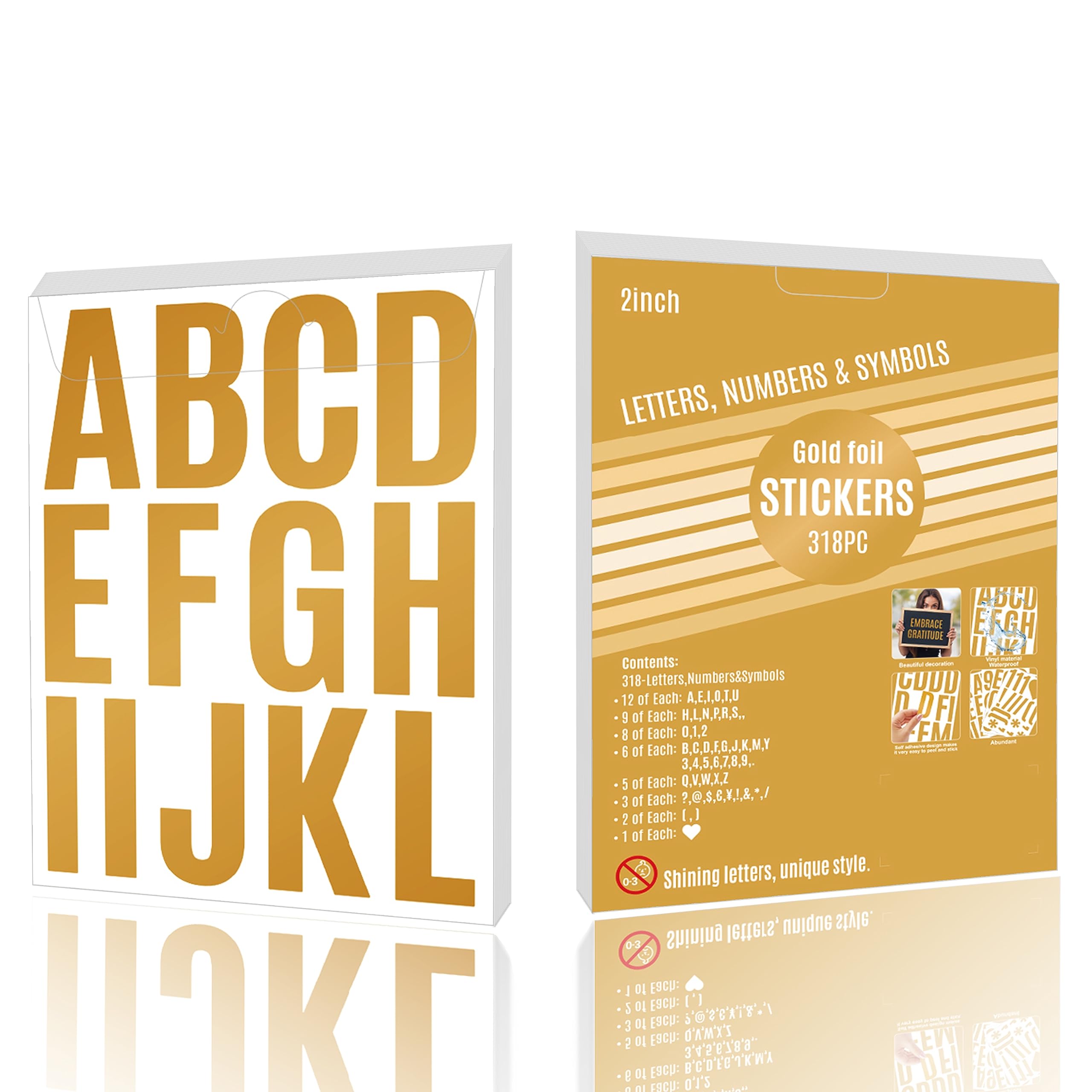 Amazon.com: 24 Sheets Large Letter Stickers, 318 Pcs 2 Inch Alphabet ...