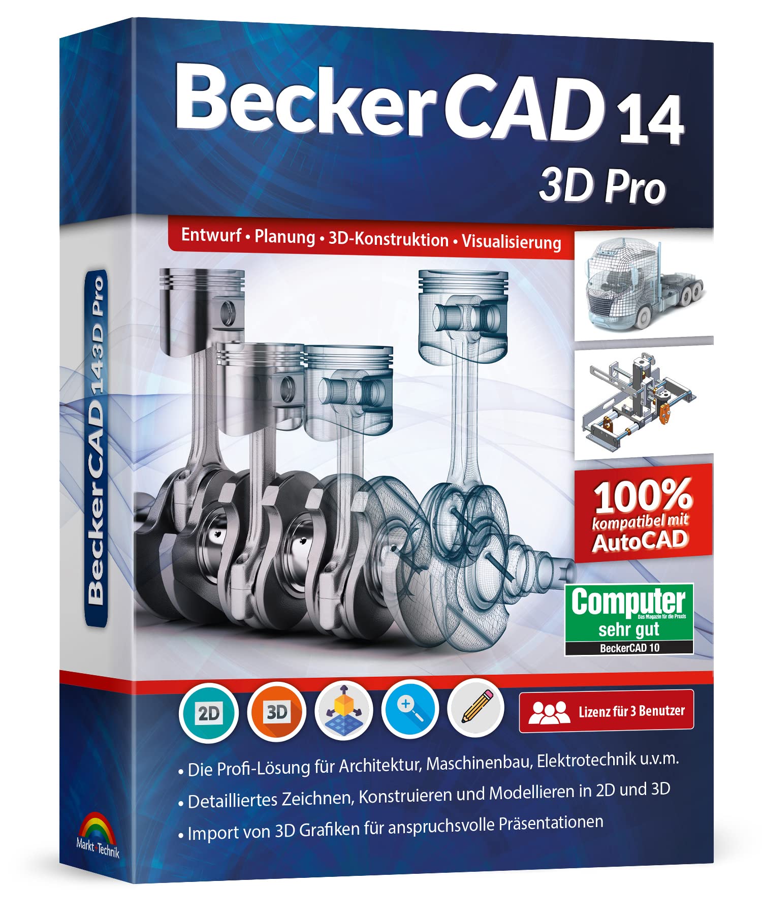 BeckerCAD 14 3D PRO - Profi-CAD-Software und 3D-Zeichenprogramm für Architektur, Maschinenbau ...