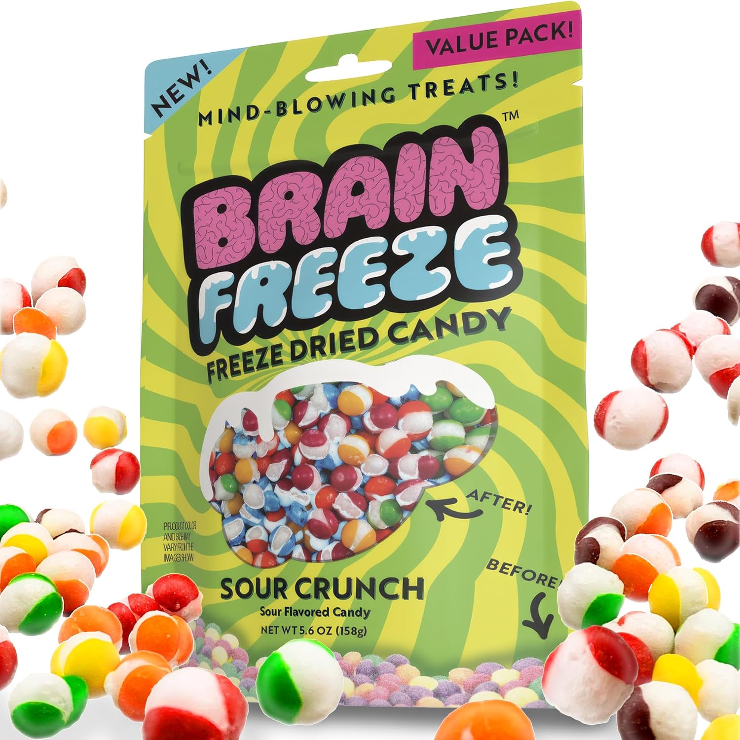 Amazon.com : BRAIN FREEZE Sour Crunch Freeze-Dried Candy – Sweet ...