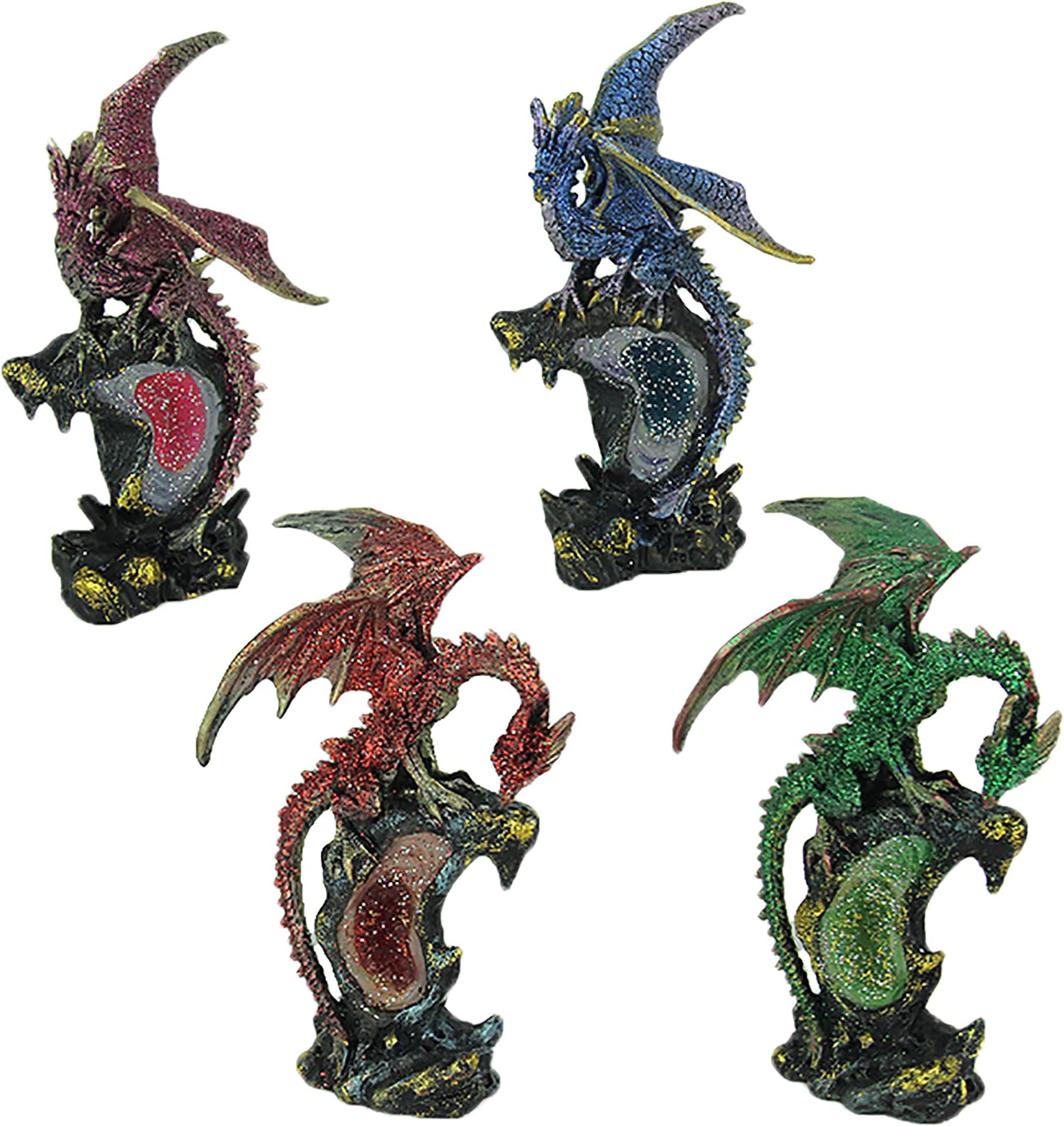 Amazon.com: Ebros Six Faux Stone Gothic Mini Dragons Figurine Set Myths ...