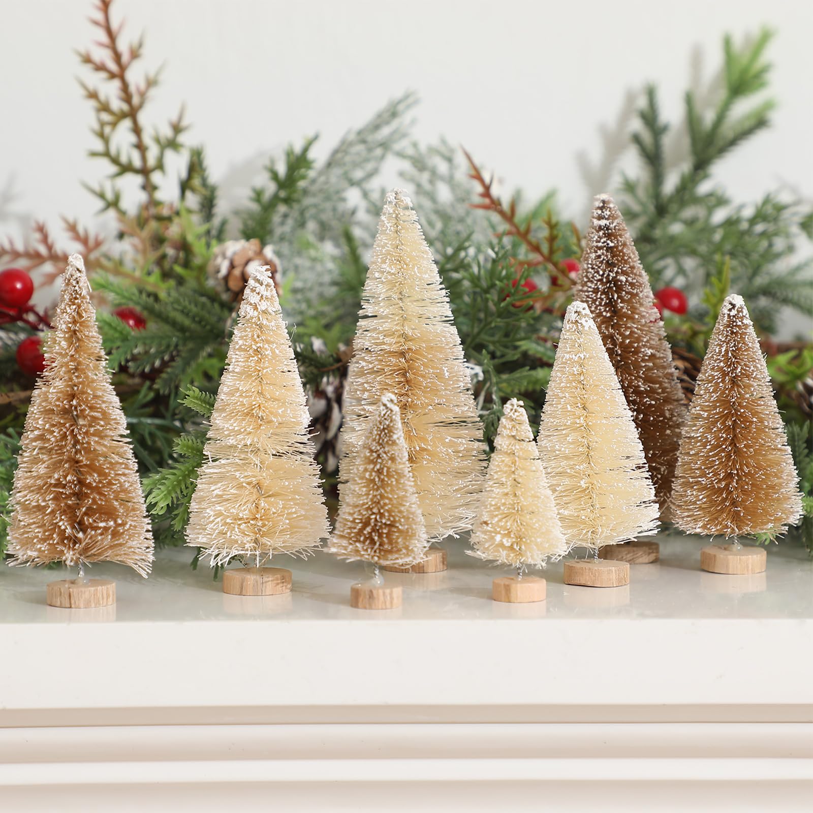 Amazon.com: RoundFunny 8 Pcs Artificial Mini Christmas Trees Small Fake ...