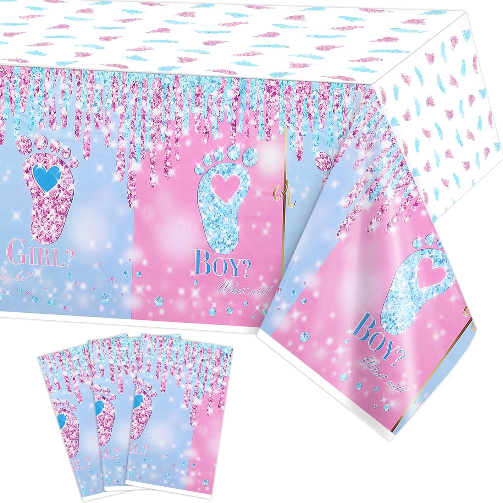 Amazon.com: JXHV 3 Pack Gender Reveal Plastic Party Tablecloths - Boy ...